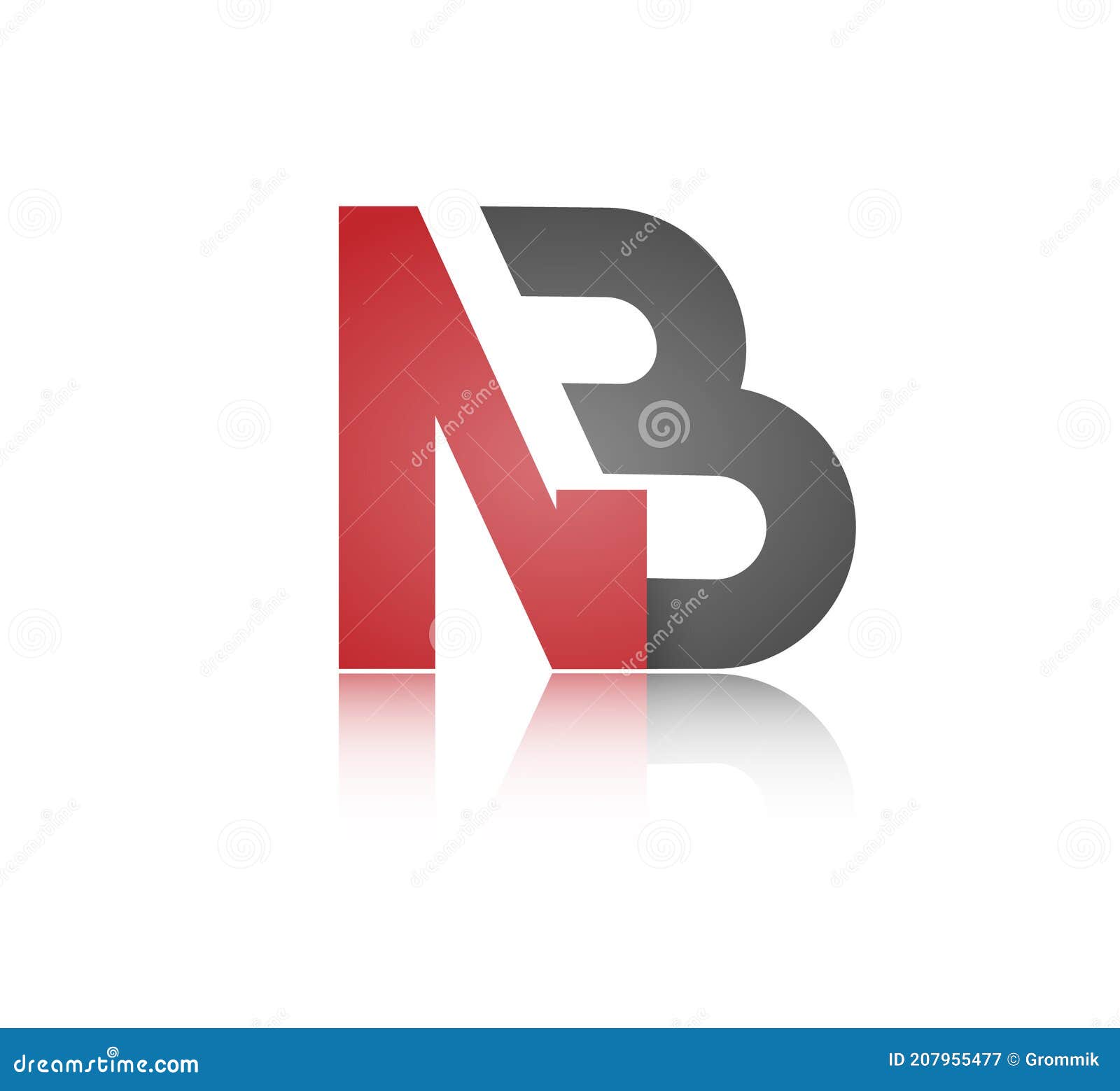 Stylized Lowercase Letters N and B with Reflection, Connected by a ...