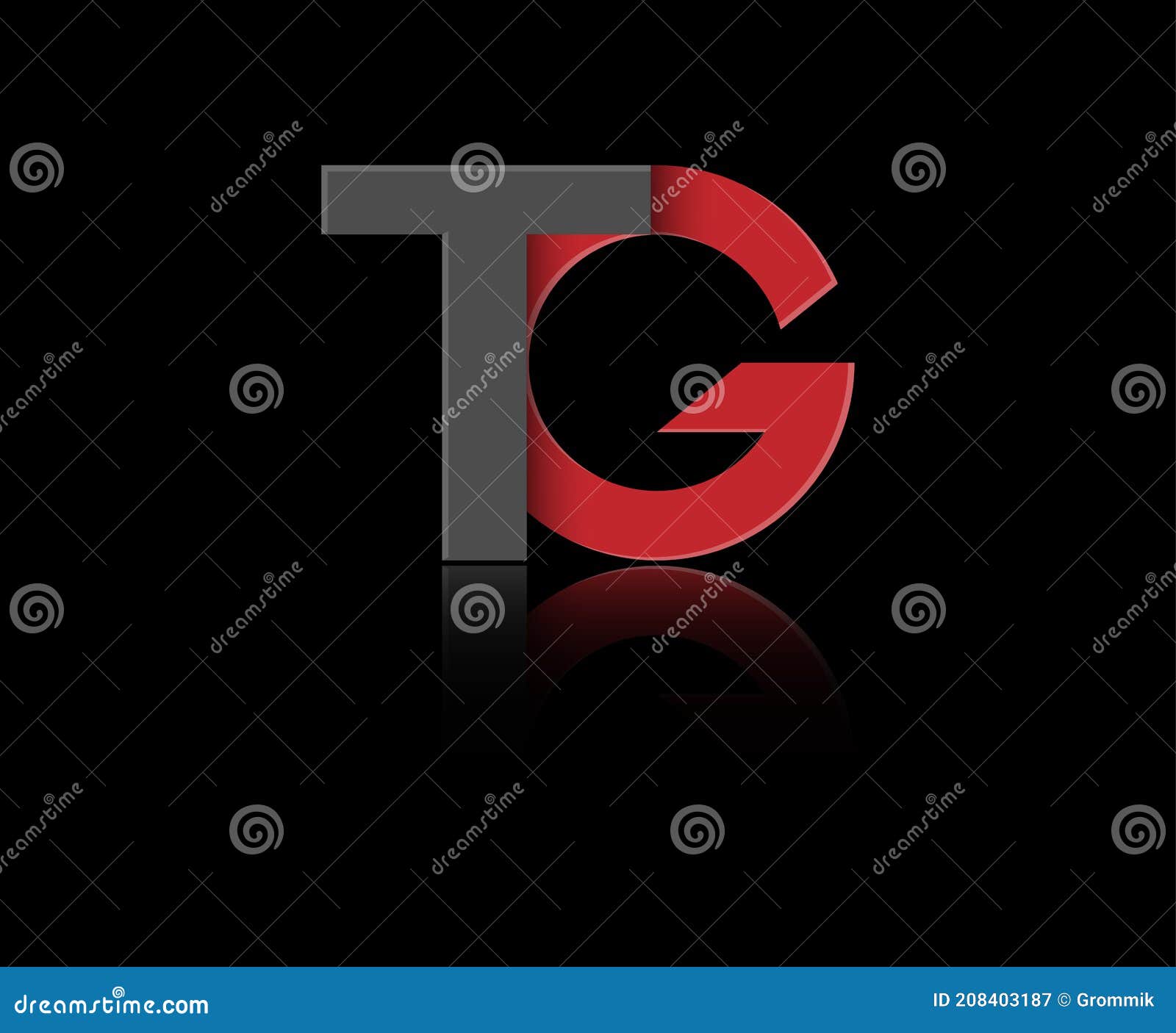 Stylized Lowercase Letters T and G in Red and Black Connected by a ...