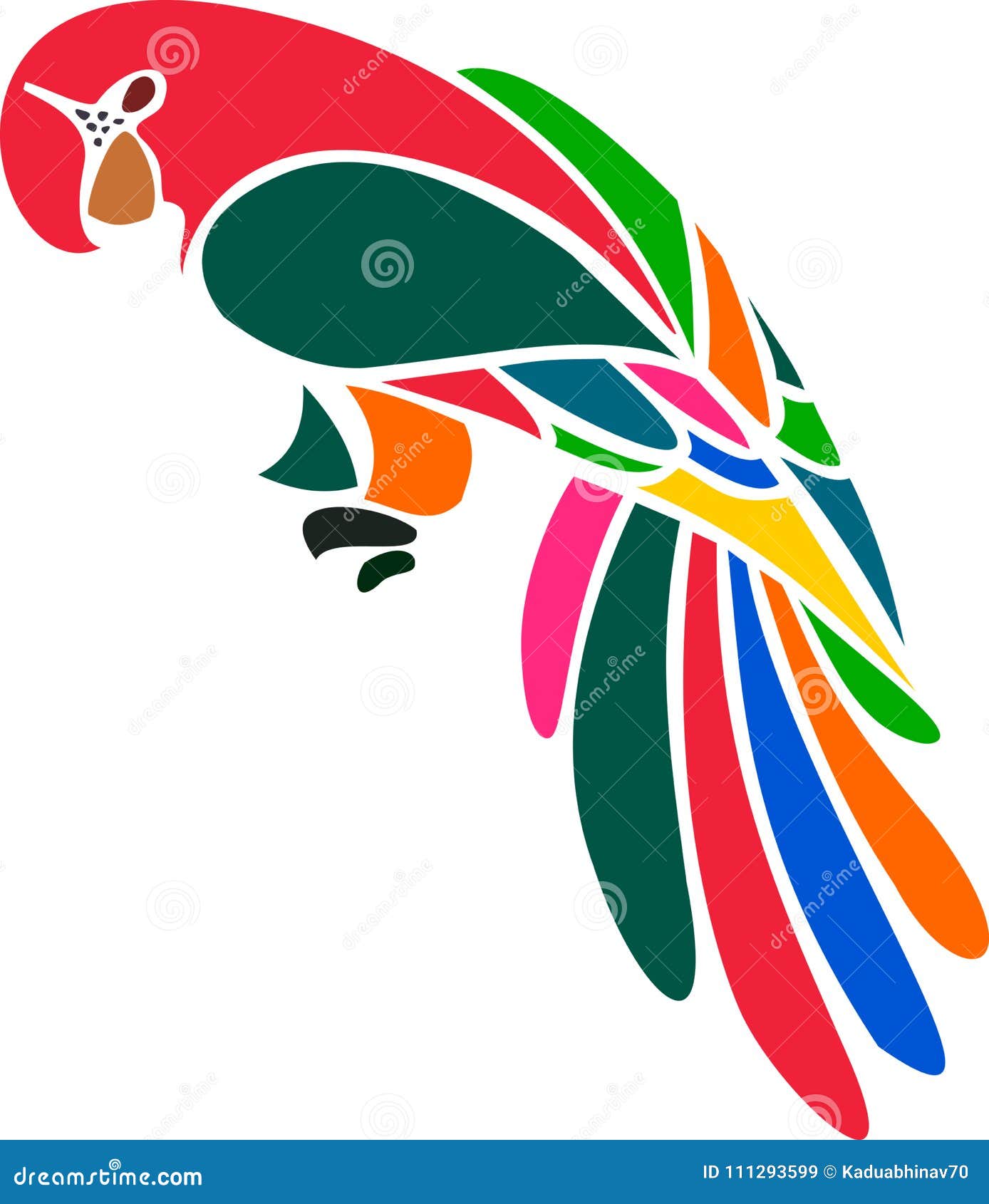 Stylized Macaw Bird stock vector. Illustration of colorful - 111293599