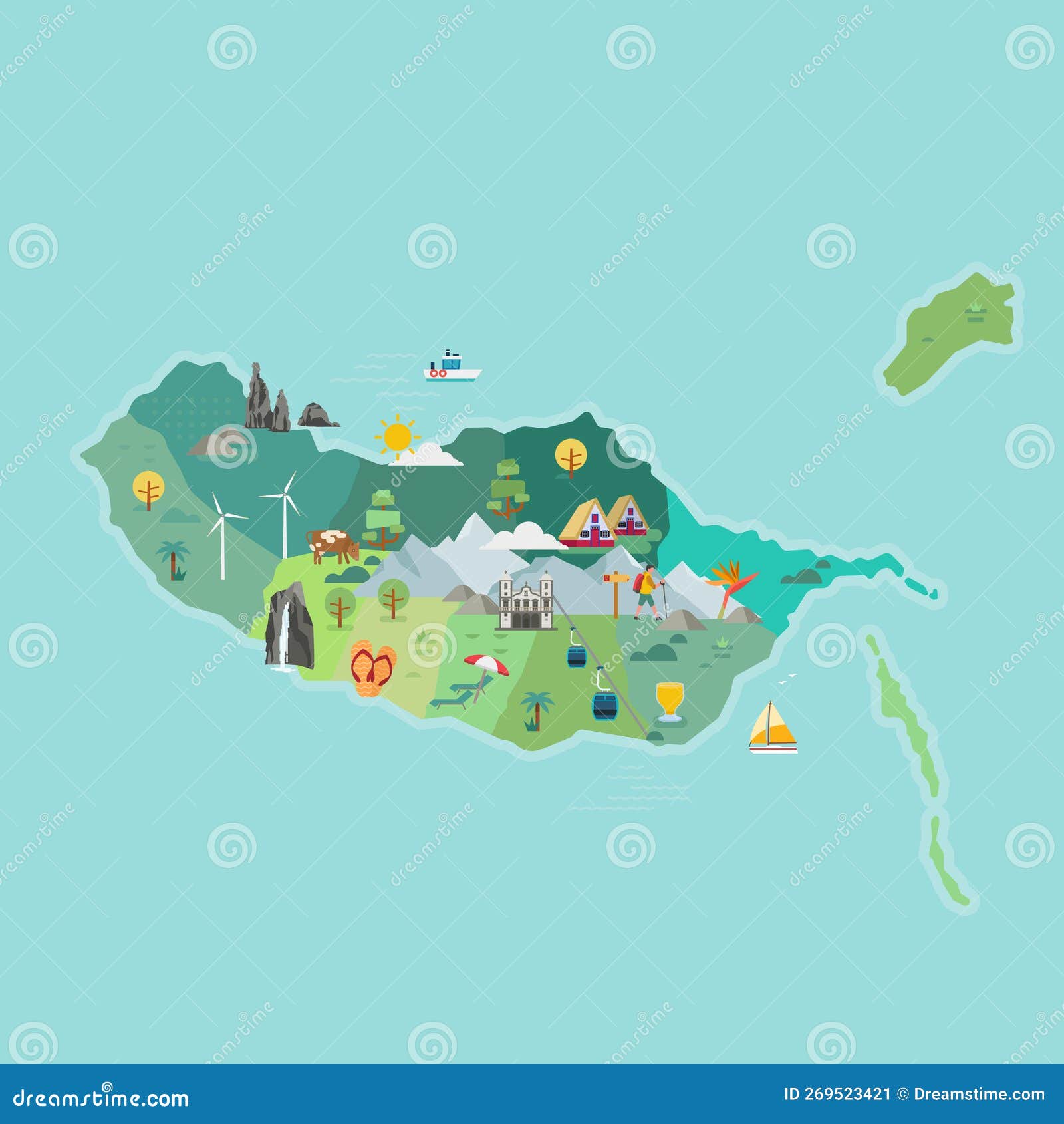 Stylized Madeira Map Vector Illustration | CartoonDealer.com #269523542