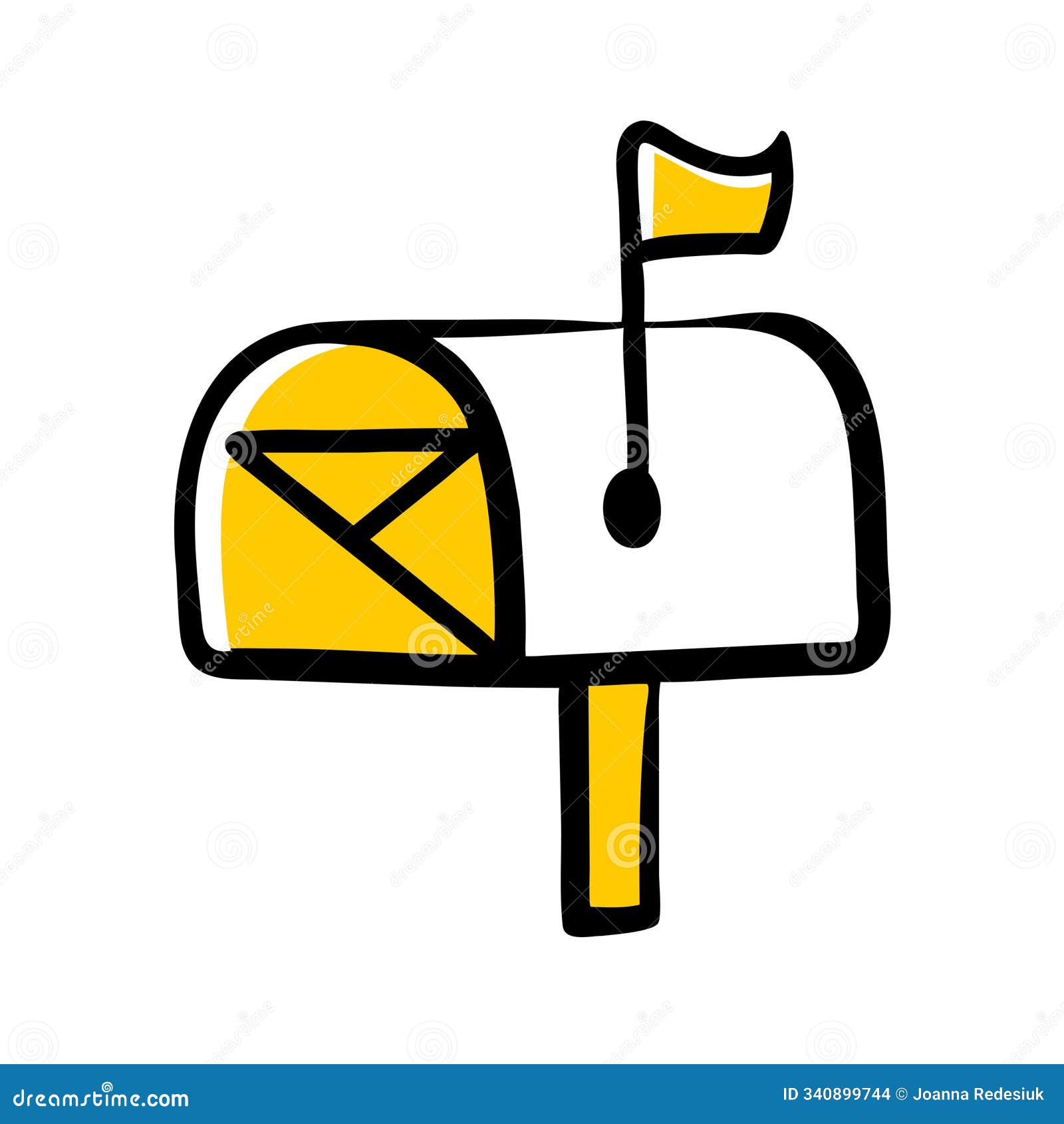 A Stylized Mailbox with a Raised Flag and an Envelope Symbol Stock ...