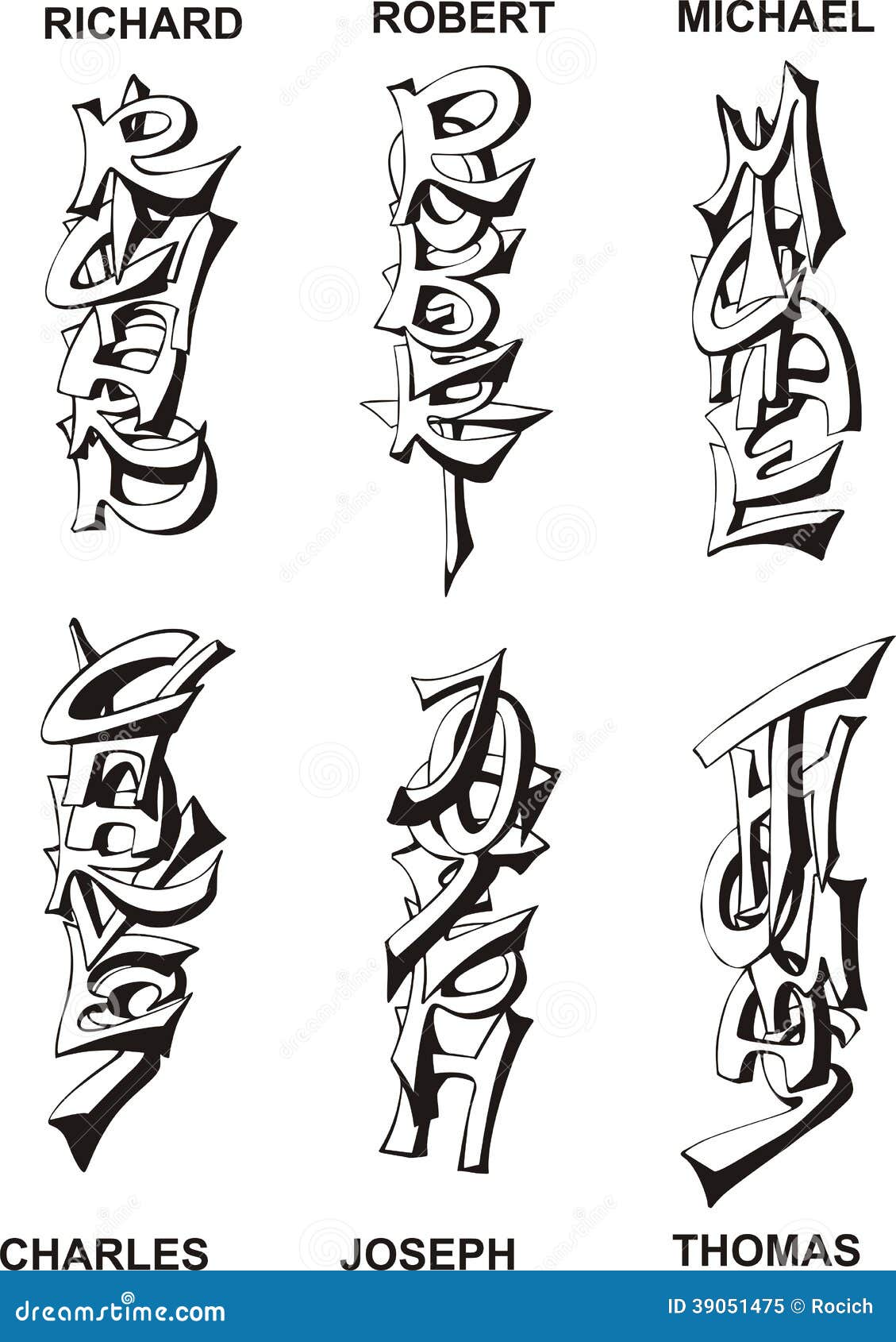 Stylized male names stock vector. Illustration of superscription - 39051475