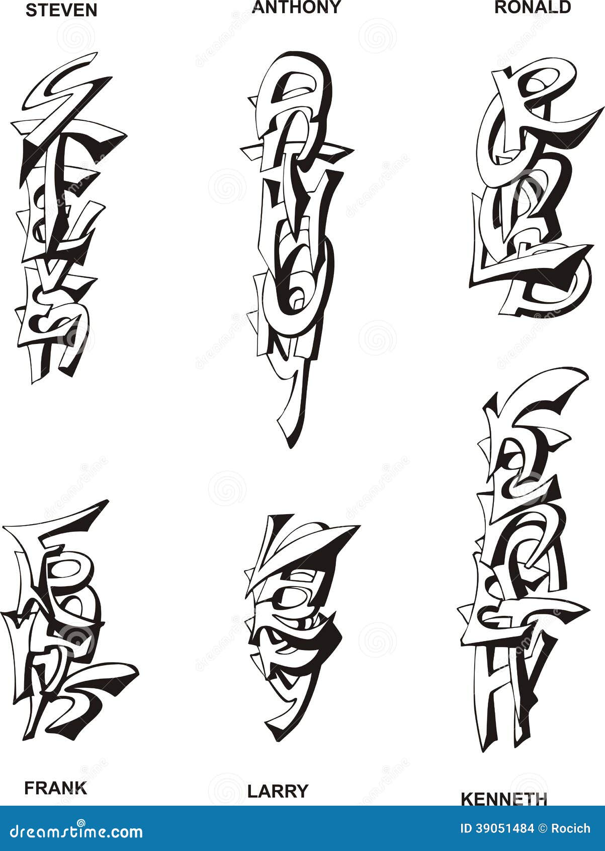 Stylized male names stock vector. Illustration of vector - 39051484