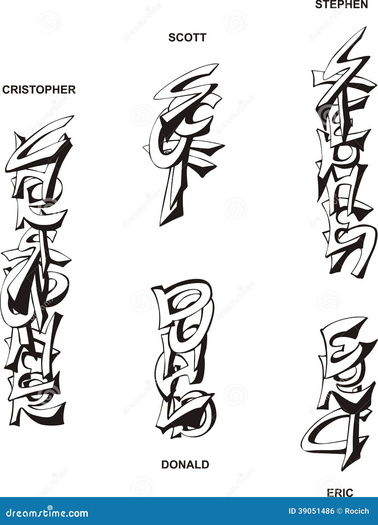 Stylized male names stock vector. Illustration of title - 39051486