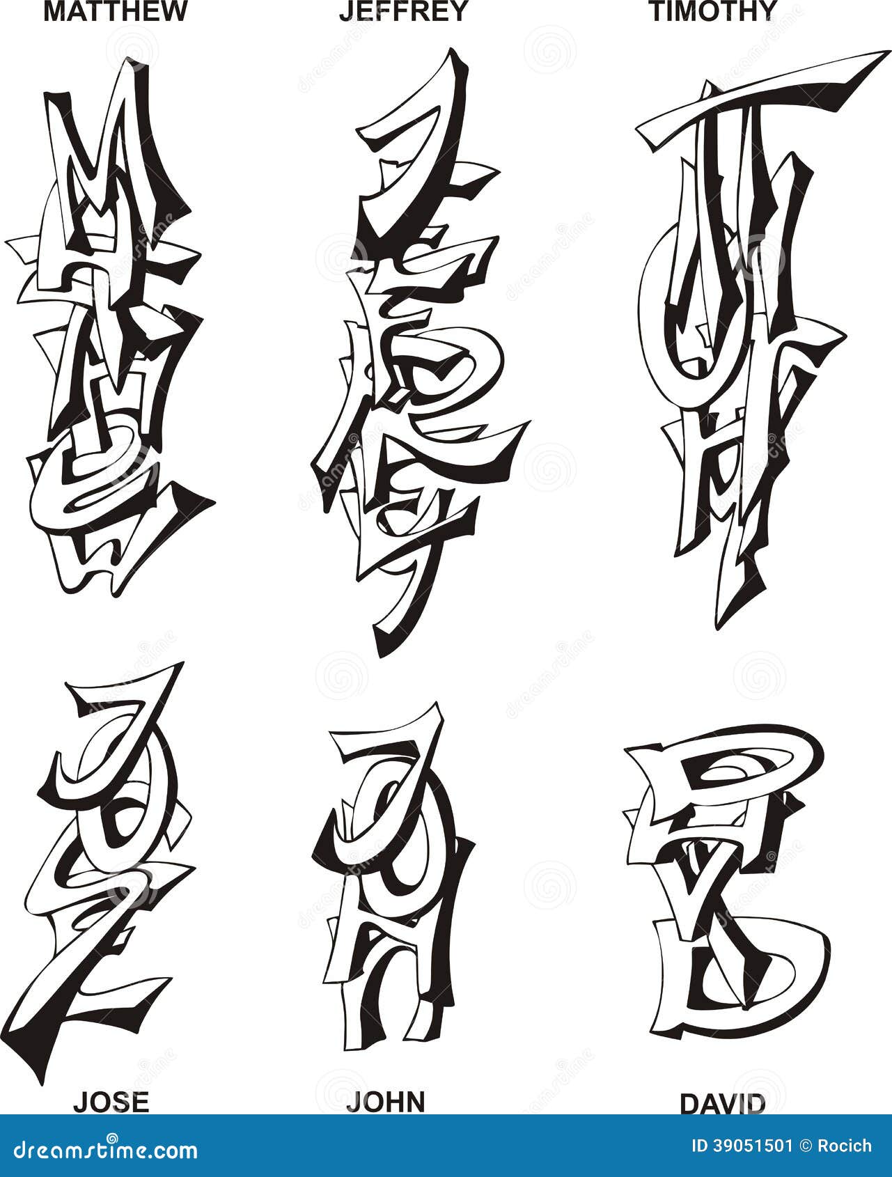 Stylized male names stock vector. Illustration of stylized - 39051501