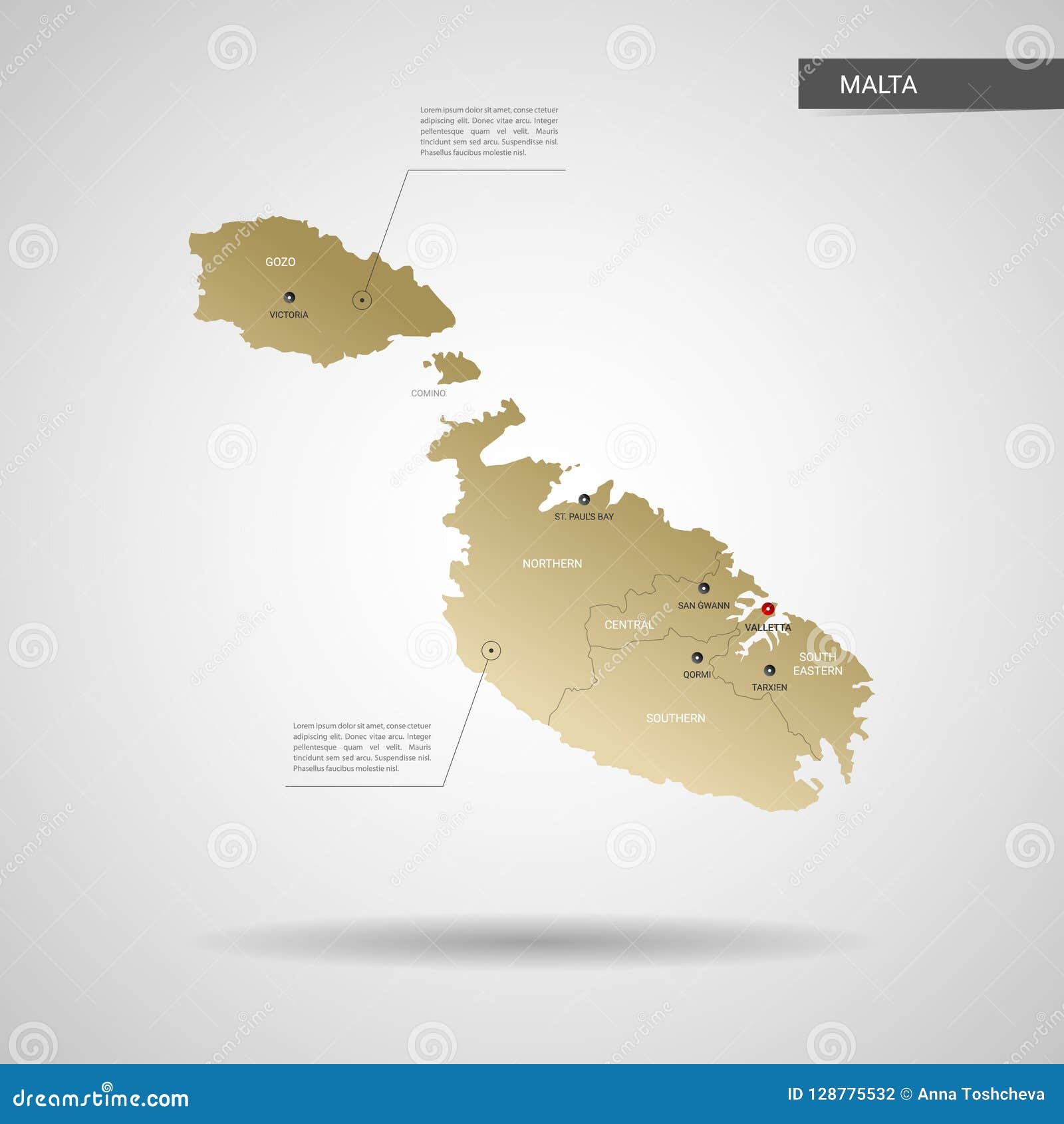Infographic For Malta, Detailed Map Of Malta With Flag Cartoon Vector ...