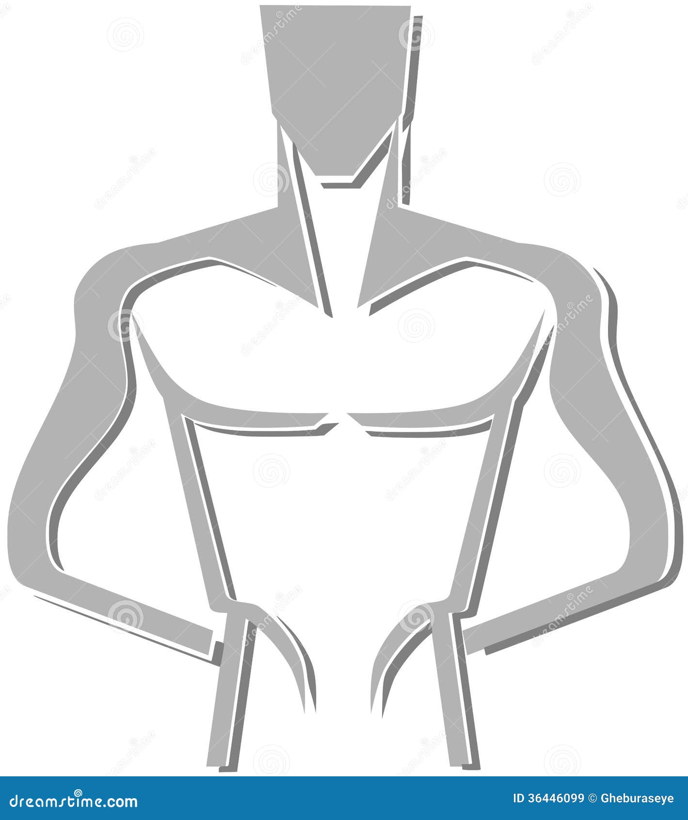Isolated Stylized Muscular Man in Grey Stock Illustration ...