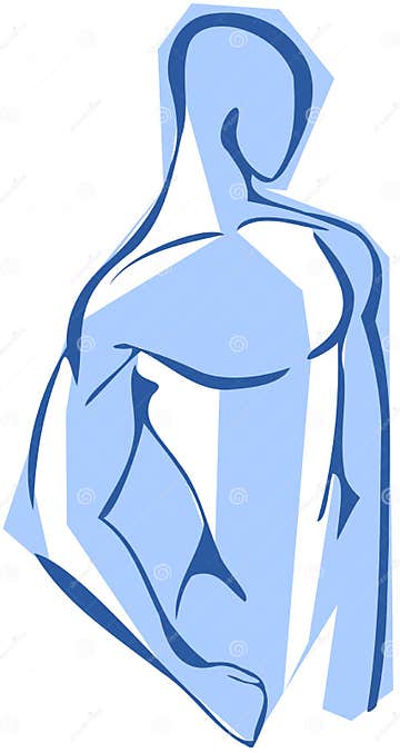 Stylized Man Body in Blue Tones Isolated Stock Vector - Illustration of ...