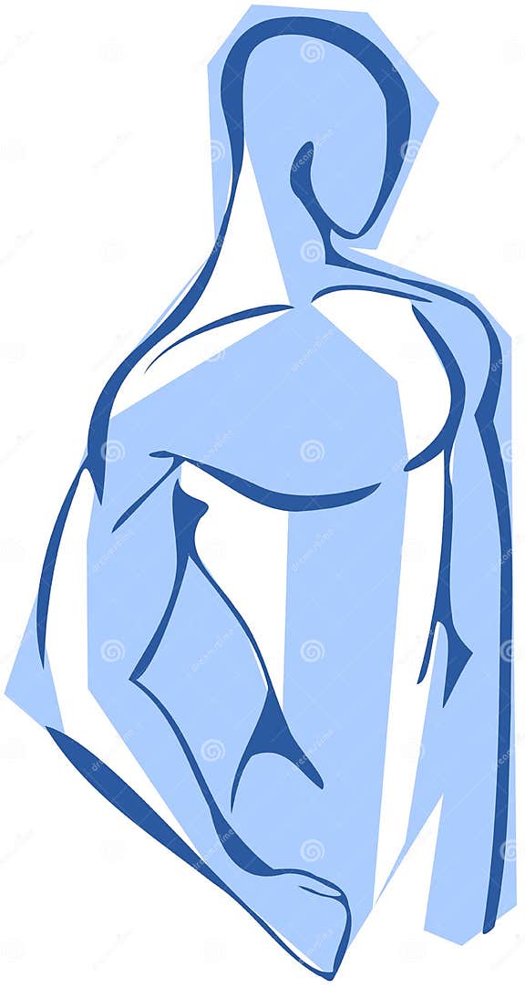 Stylized Man Body in Blue Tones Isolated Stock Vector - Illustration of ...