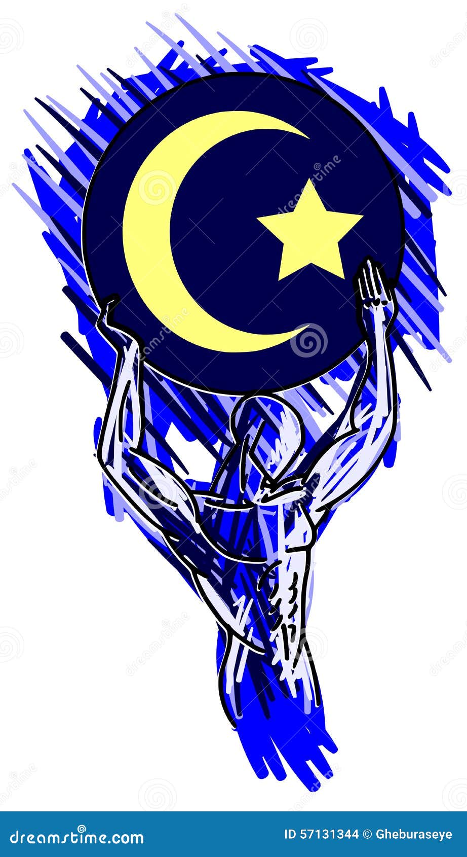 Stylized Man with Islamic Symbol Stock Illustration - Illustration of ...