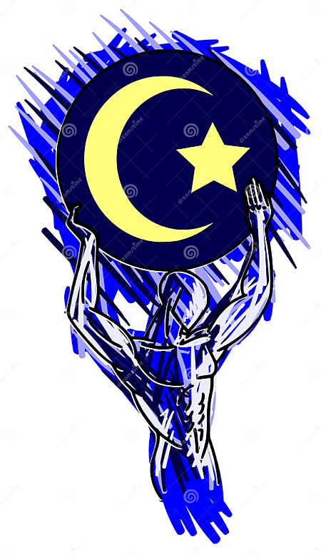 Stylized Man with Islamic Symbol Stock Illustration - Illustration of ...