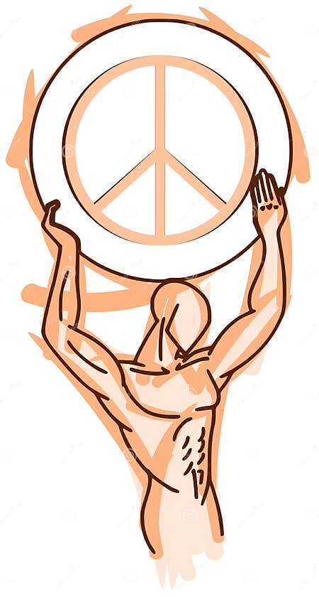 Stylized Man with Peace Symbol Isolated Stock Vector - Illustration of ...