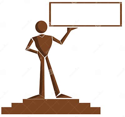 Stylized Man with Signboard Isolated Stock Vector - Illustration of ...