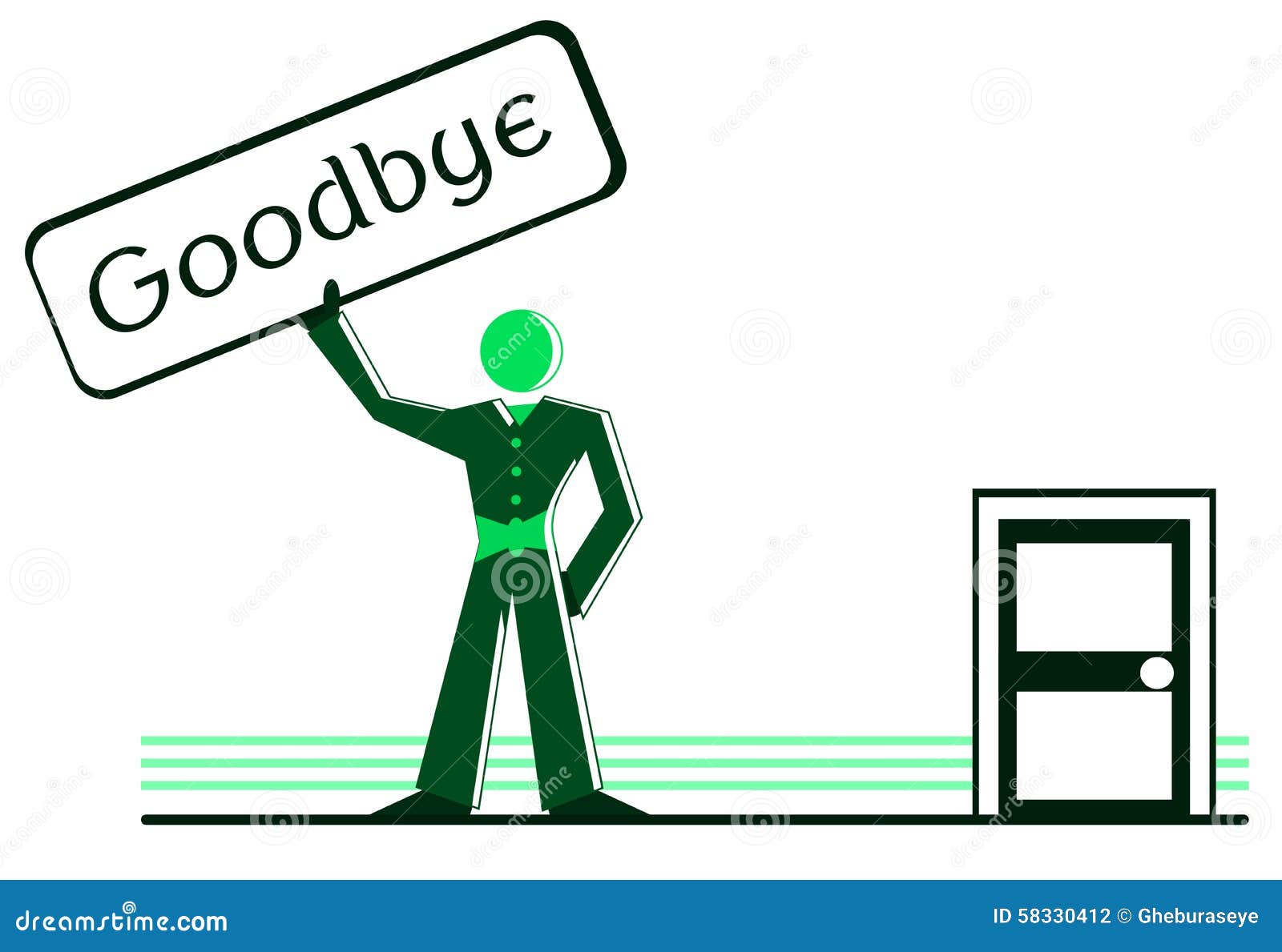 Stylized Man with Signboard with Word Goodbye Stock Vector ...
