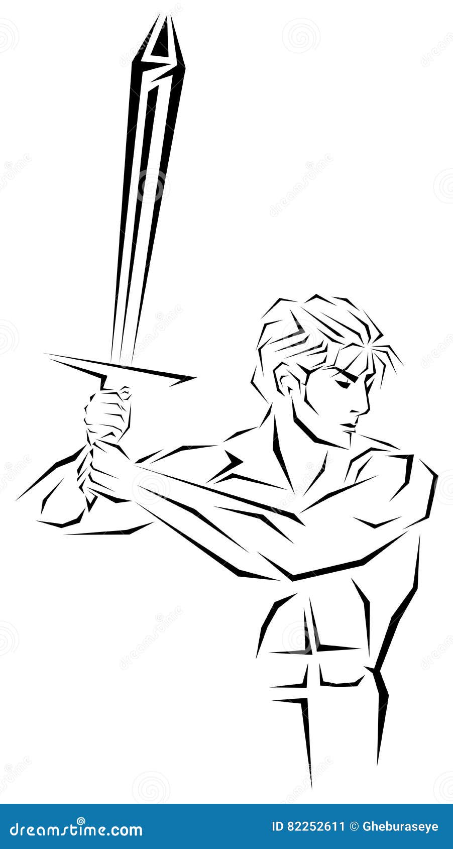 Stylized Man with Sword Isolated Stock Vector - Illustration of ...