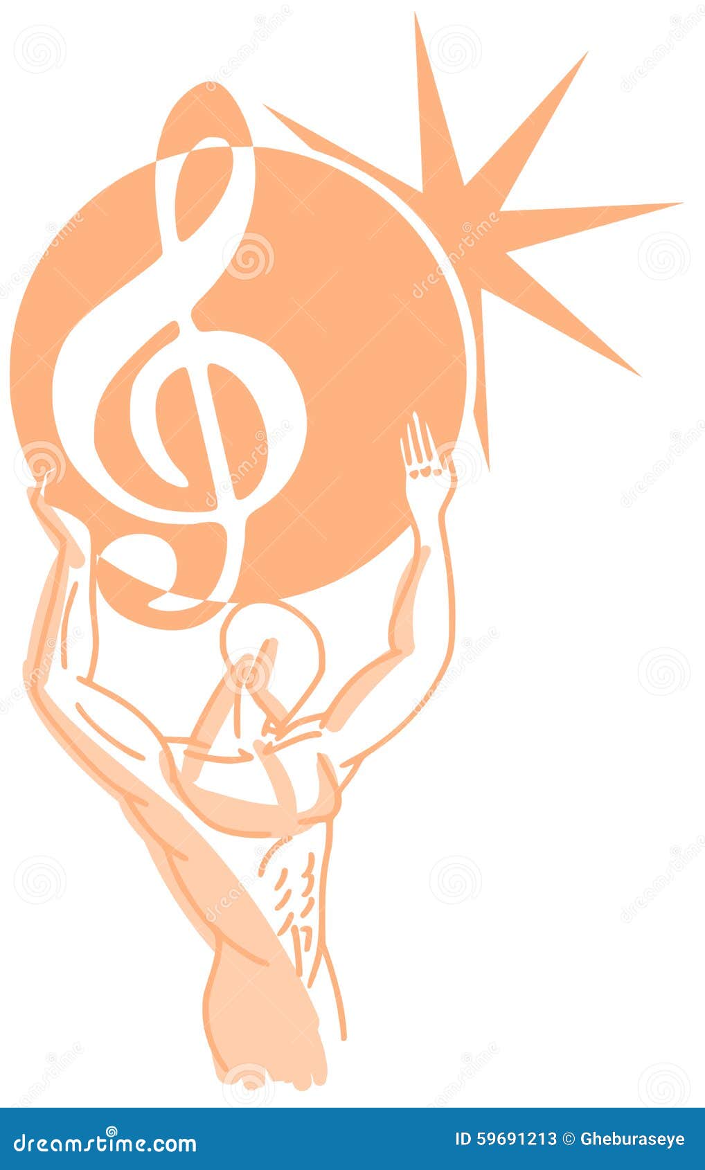 Stylized Treble Clef With Music Notes Isolated Stock Illustration ...