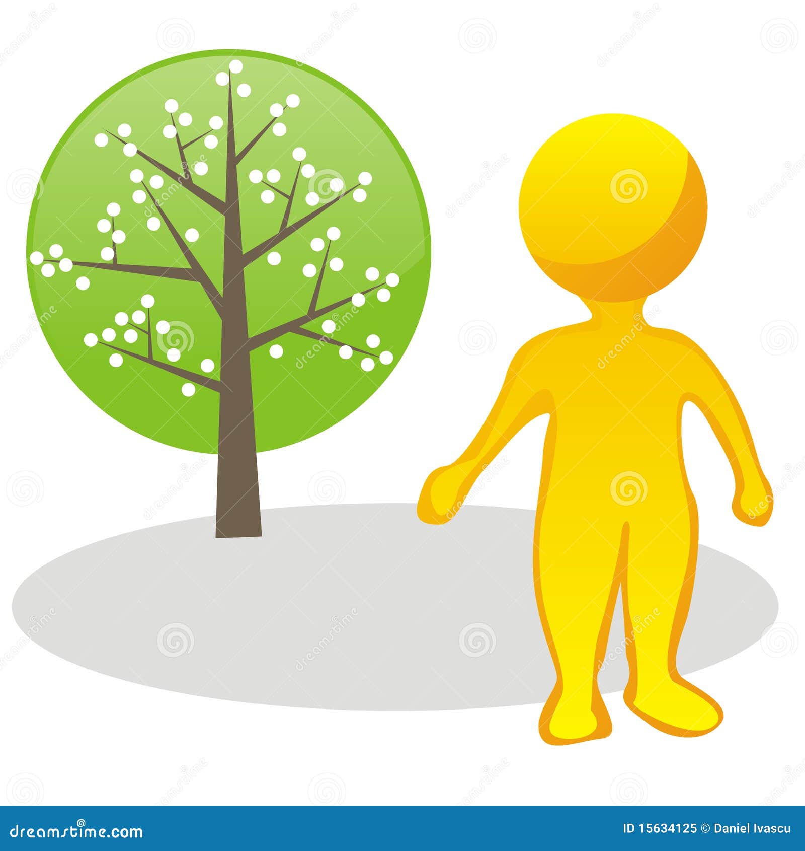 Stylized man and tree stock vector. Illustration of yellow - 15634125