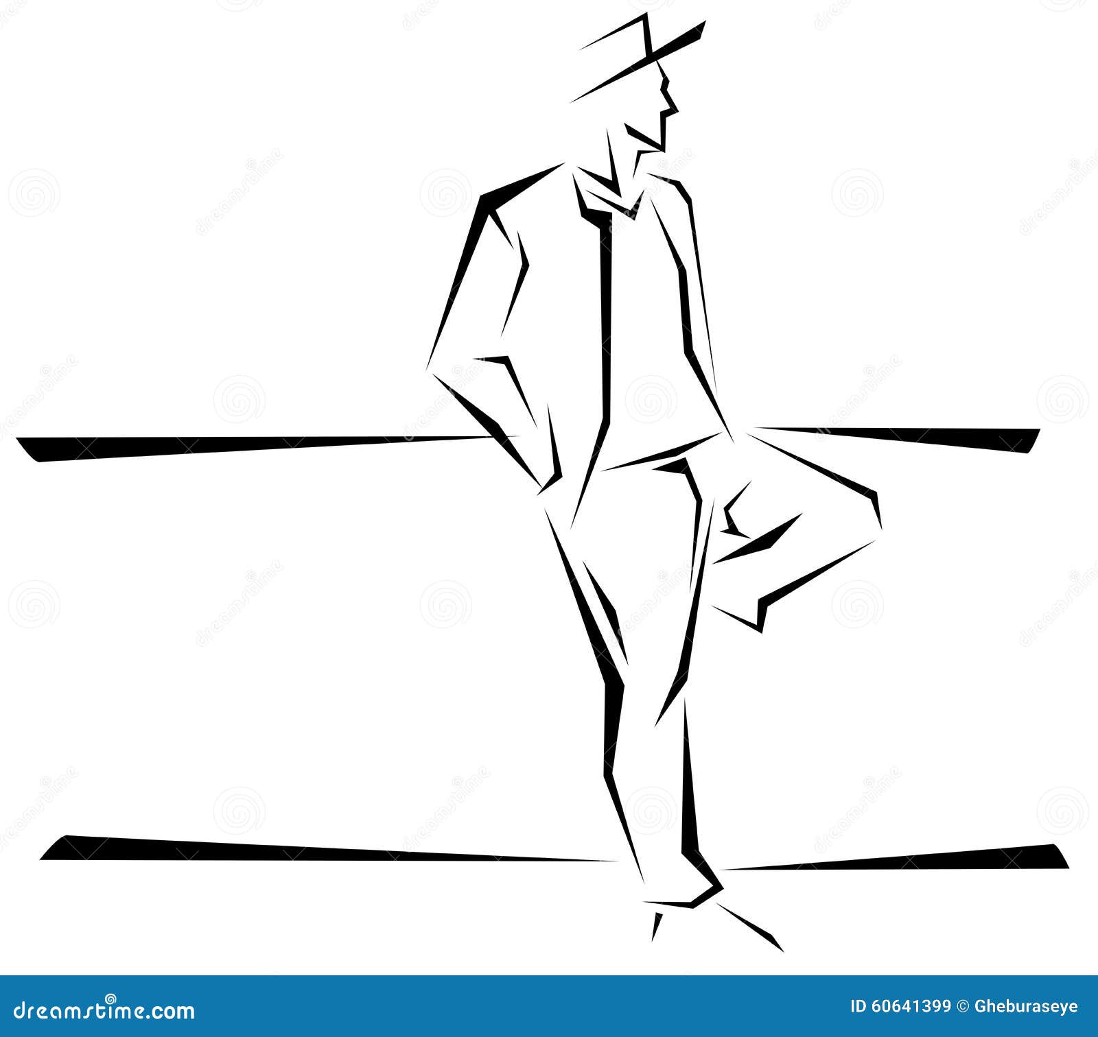 Stylized Man on a Wall with Hat Stock Vector - Illustration of human ...