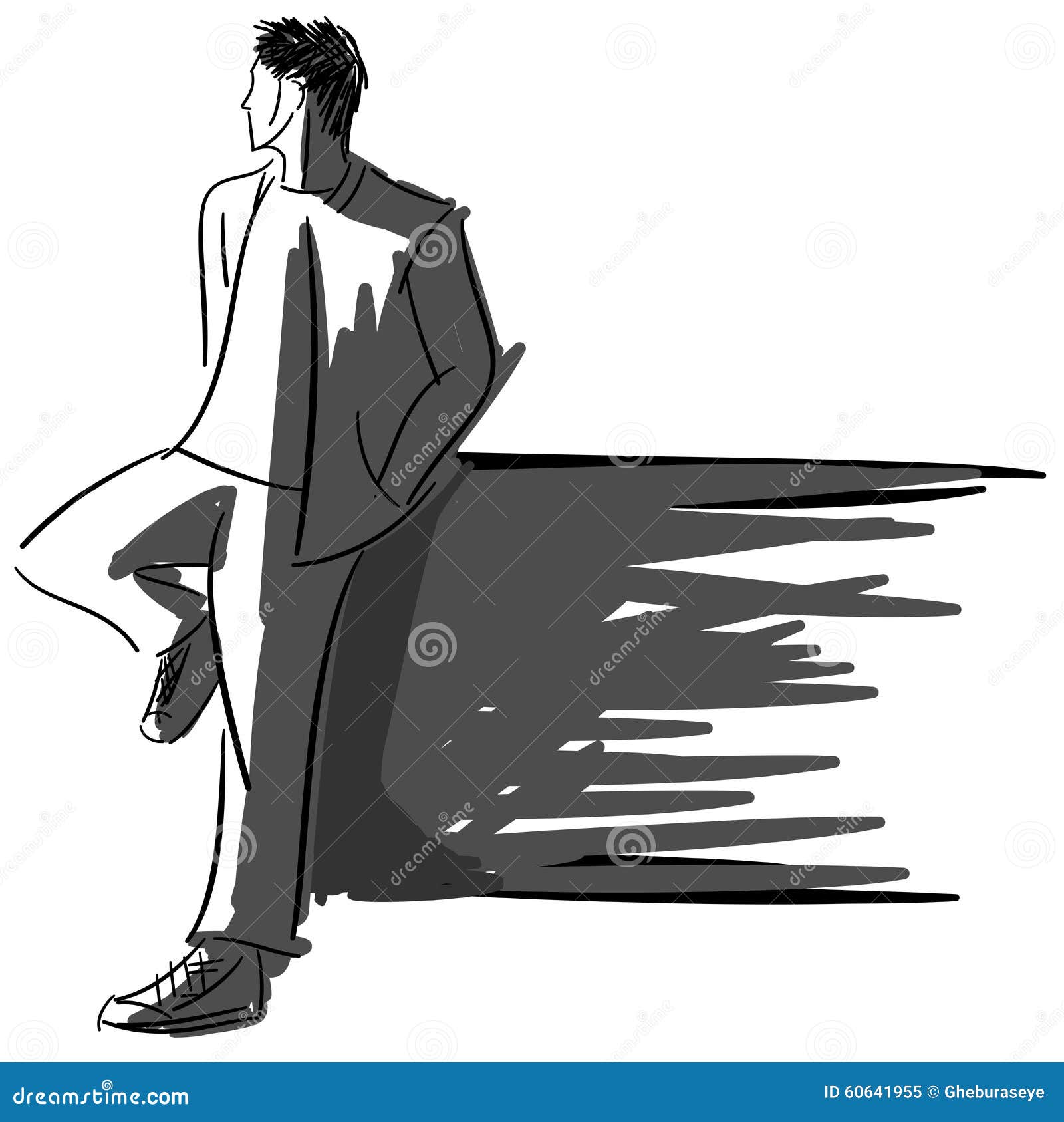 Stylized Man on a Wall Isolated Stock Vector - Illustration of elegant ...