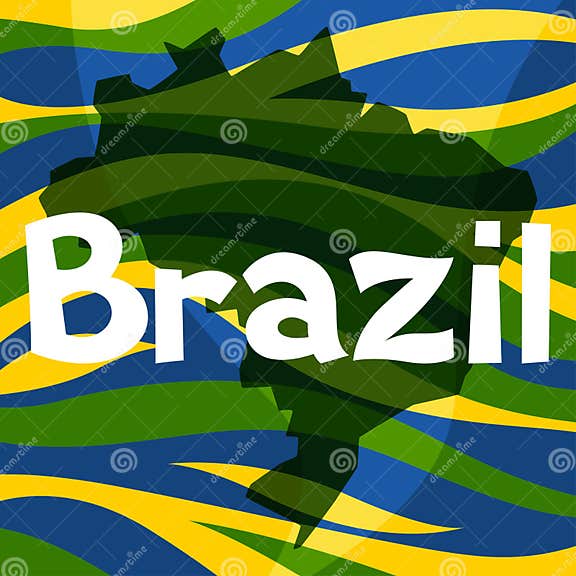 Stylized Map of Brazil with Abstract Color Stripes Stock Vector ...