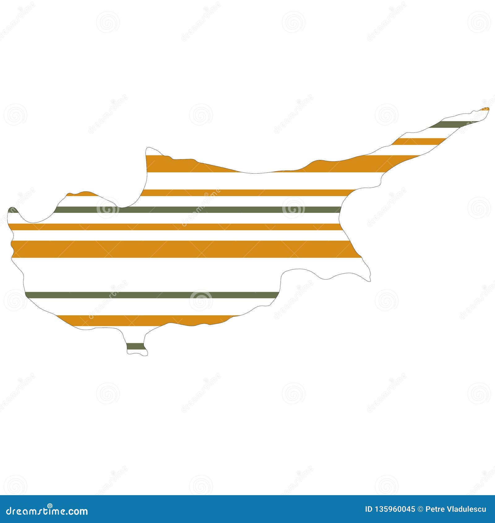 Stylized Map of Cyprus with Colored Hatchings Stock Vector ...