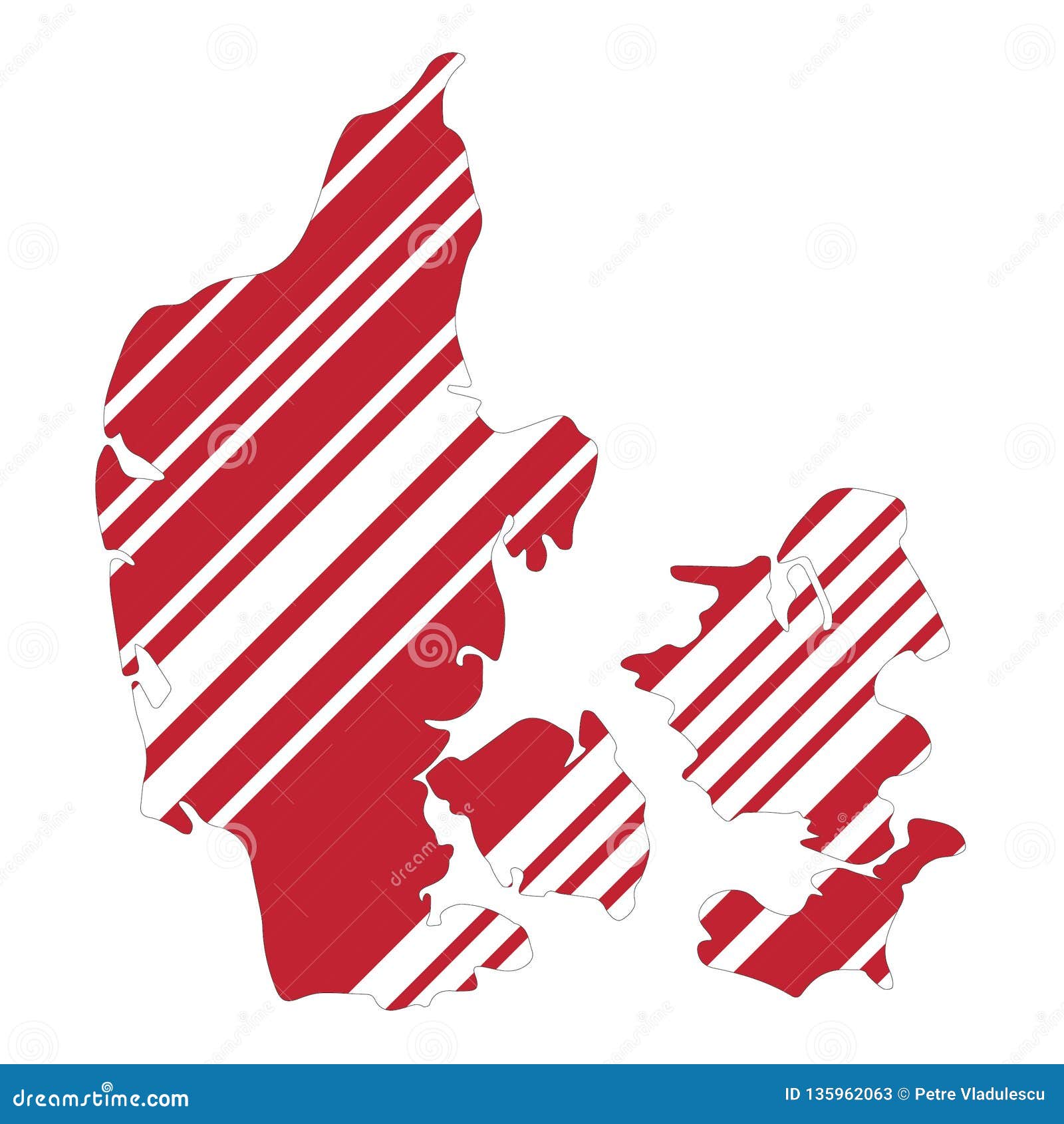 Stylized Map of Denmark with Colored Hatchings Stock Vector ...