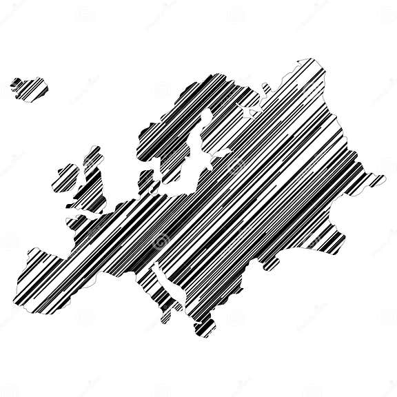 Stylized Map of Europe with Black Hatchings Stock Vector - Illustration ...