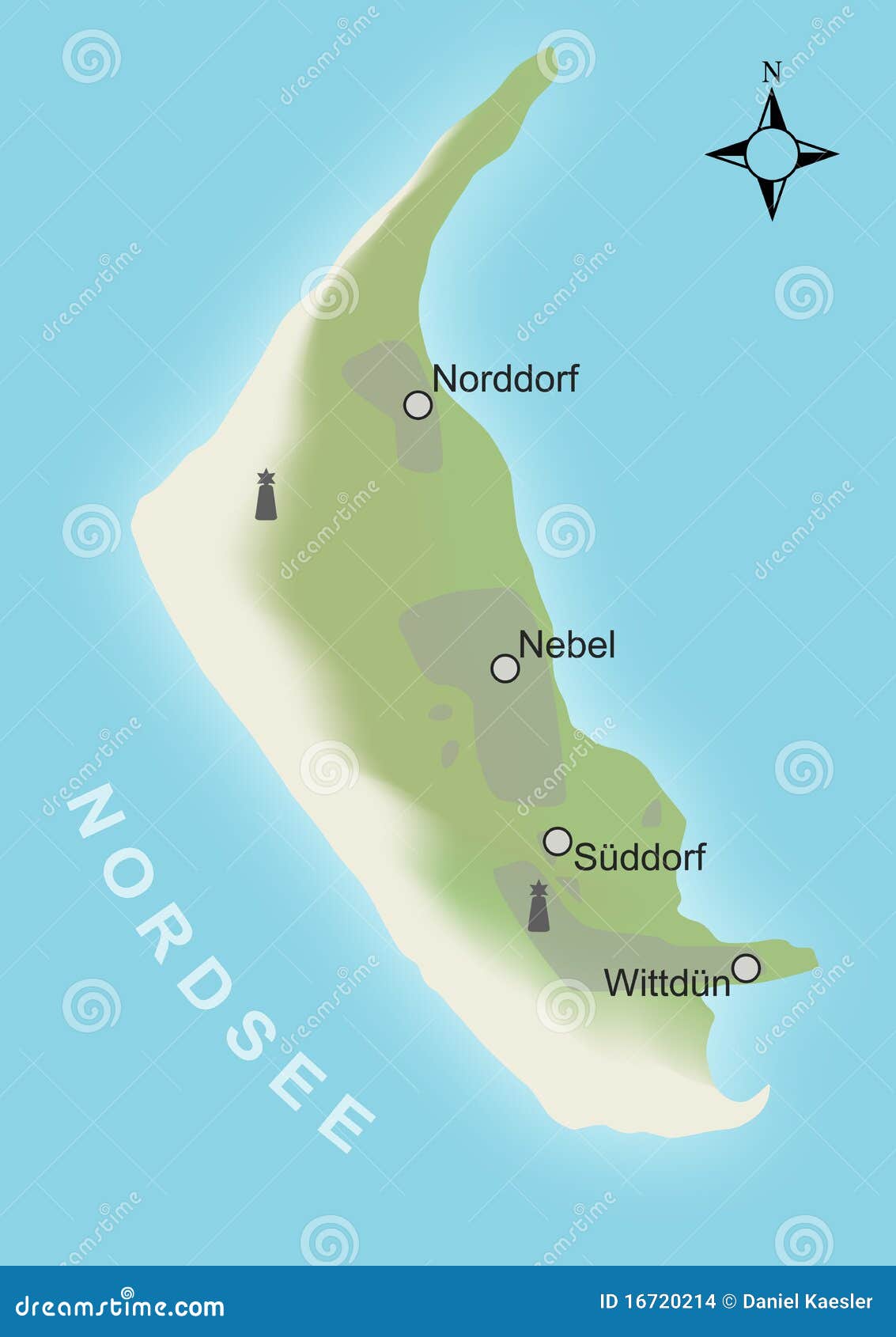 Stylized Map of the German Island Amrum Stock Vector - Illustration of ...