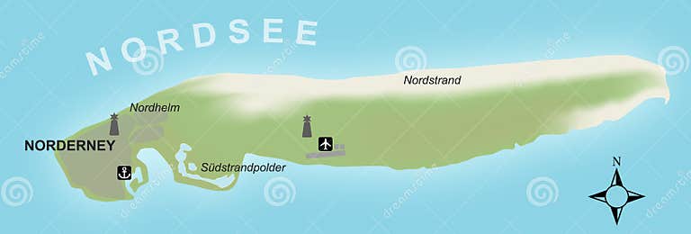 Stylized Map of the German Island of Norderney Stock Vector ...