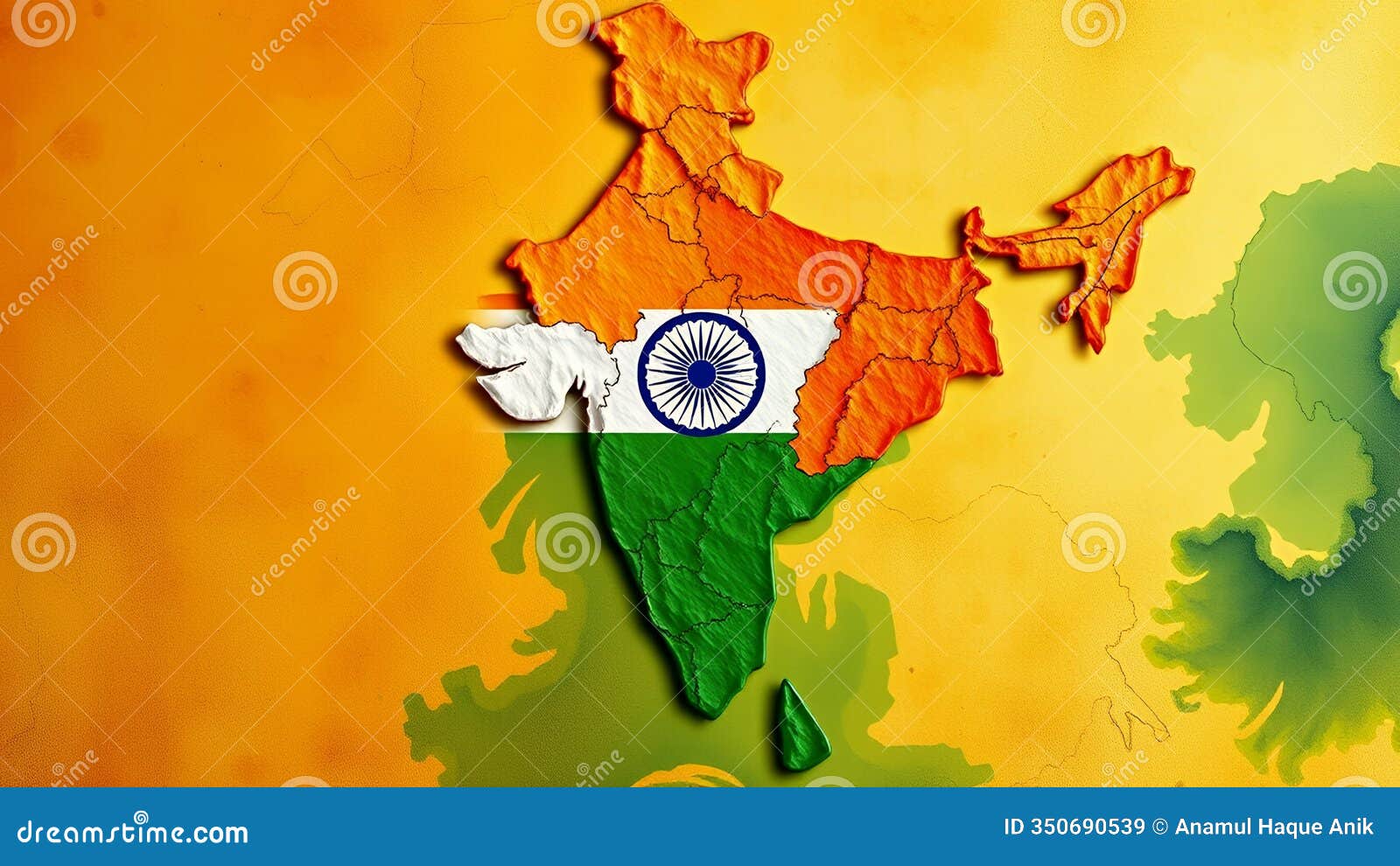 A Stylized Map of India with Its National Flag in the Center Stock ...