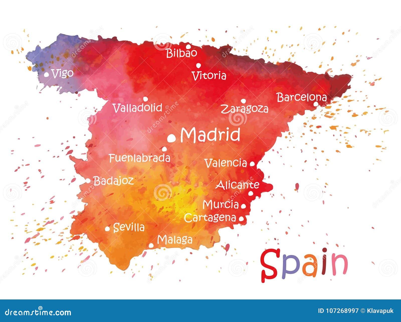 Stylized map of Spain stock vector. Illustration of national - 107268997