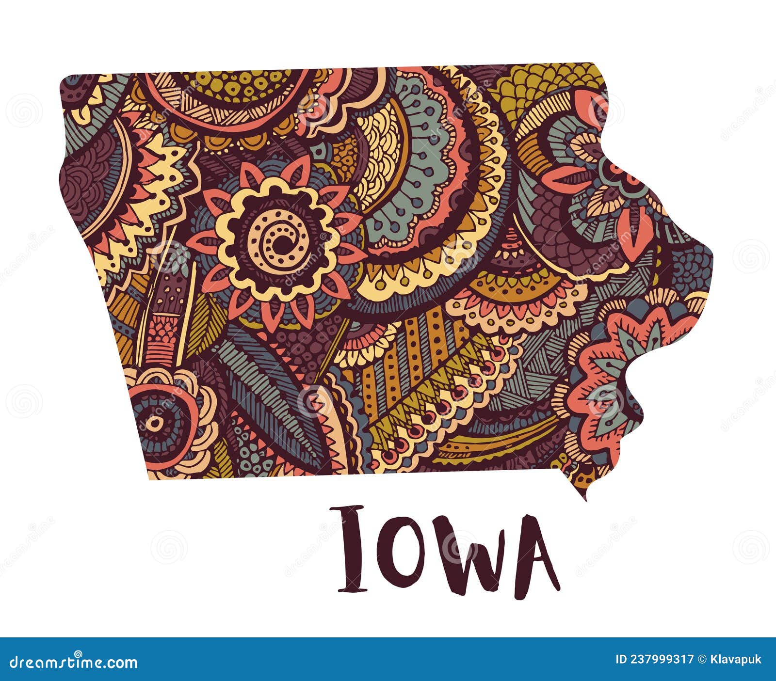 Stylized Map of the State of Iowa. Stock Vector - Illustration of ...