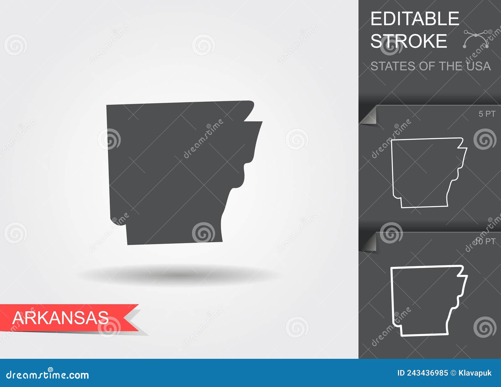 Arkansas Vector Map Silhouette. High Detailed Illustration. United ...
