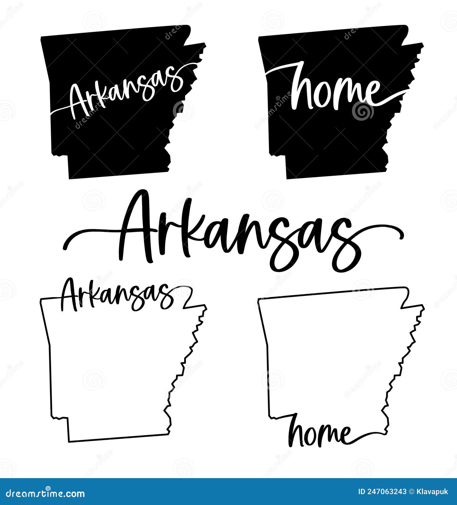 Arkansas Vector Map Silhouette. High Detailed Illustration. United ...