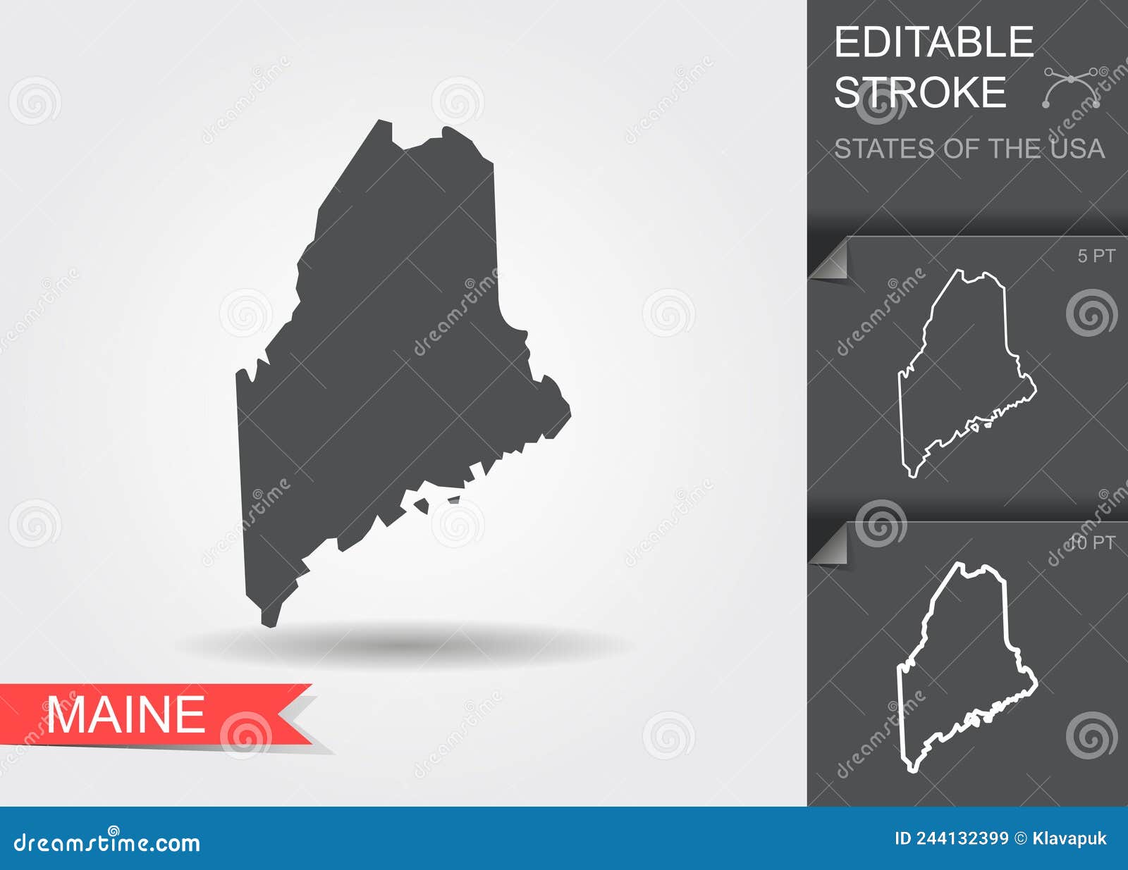 2D State Of Maine Outline Map On White Background Royalty-Free Stock ...
