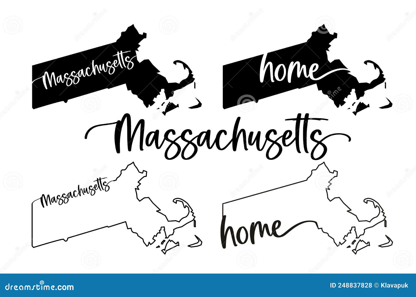 Massachusetts Vector Black Outline Polygonal Triangle Map ...
