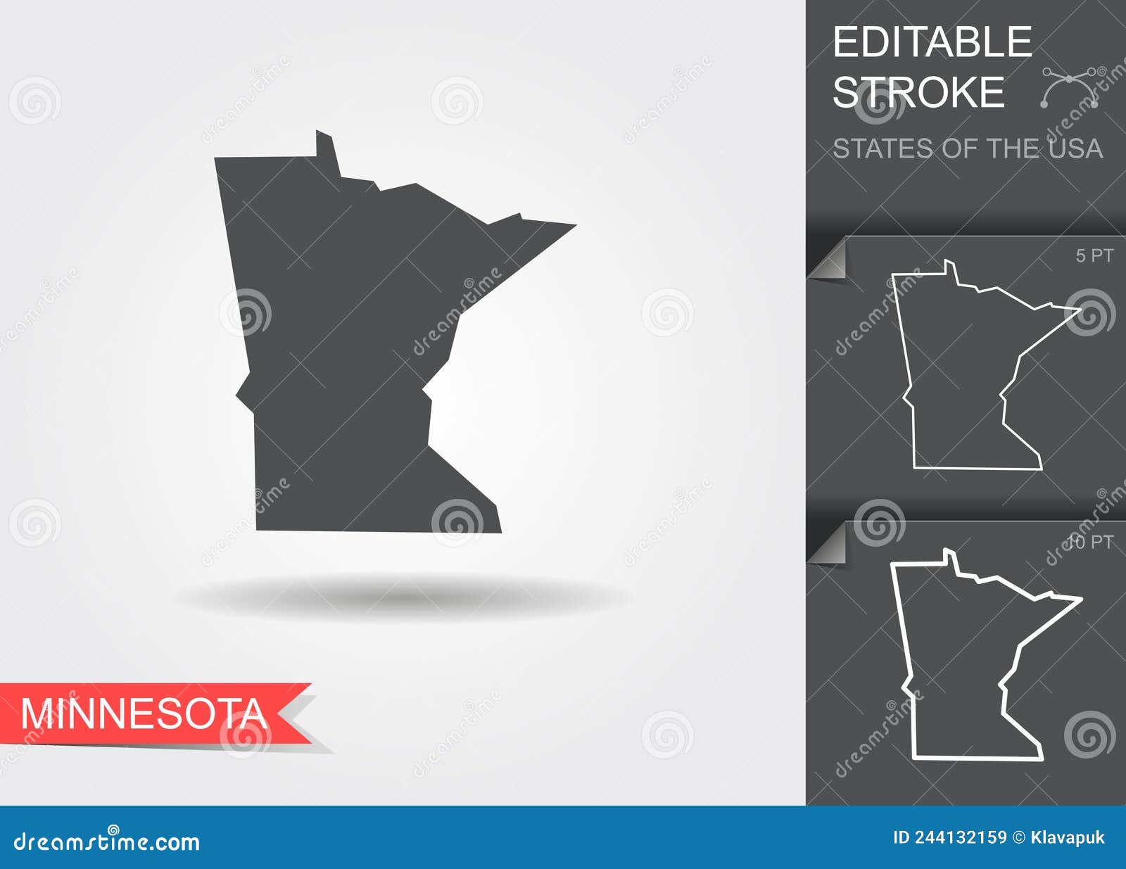 Minnesota Vector Illustration In Gray Color. United States Of America ...