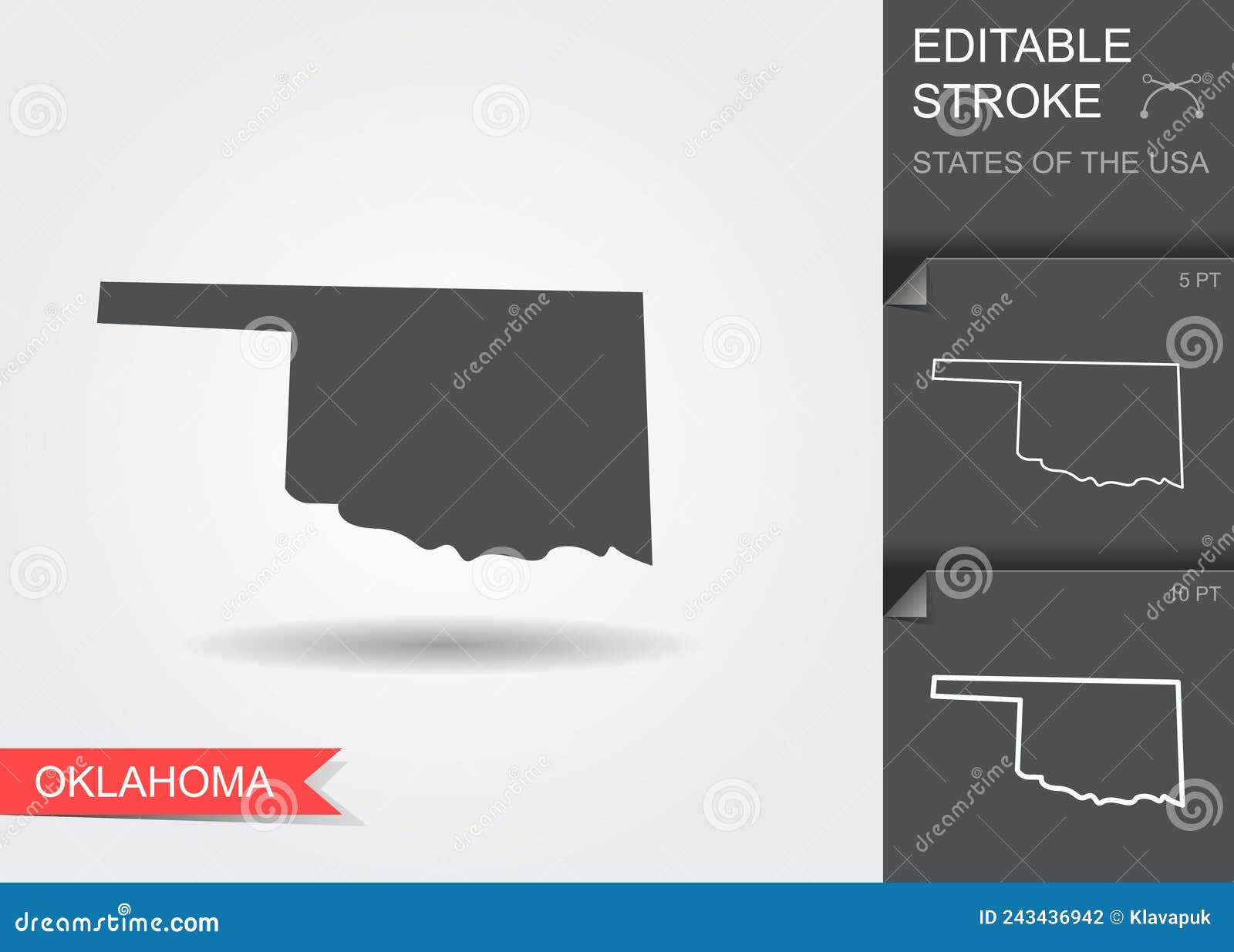 The State Of Oklahoma Is Highlighted In Red. Vector Map Of The United ...