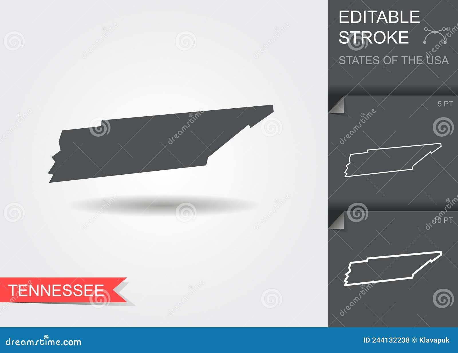 Tennessee Vector Map Isolated On White Background. Detailed Silhouette ...