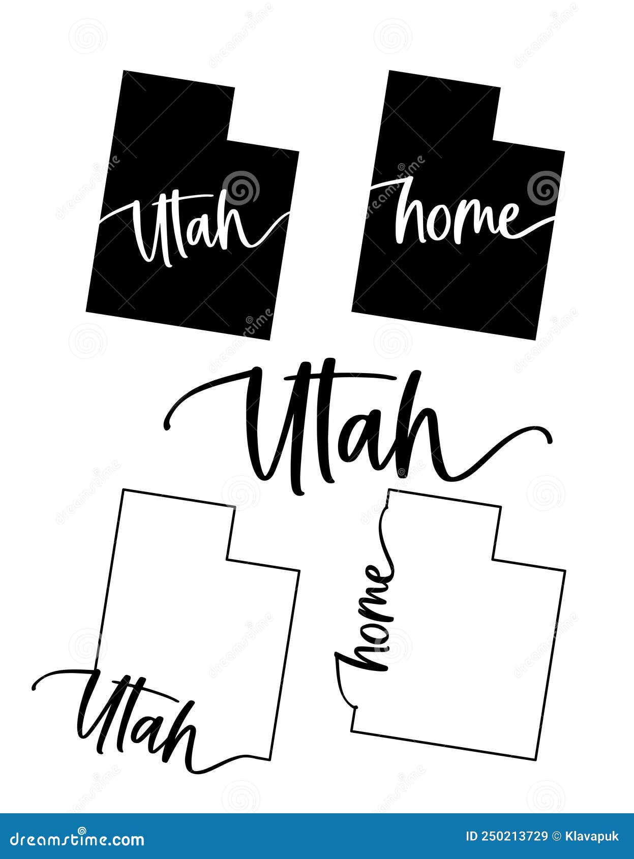 Utah Vector Silhouette. Nickname Beehive State. Hand-drawn Illustration ...