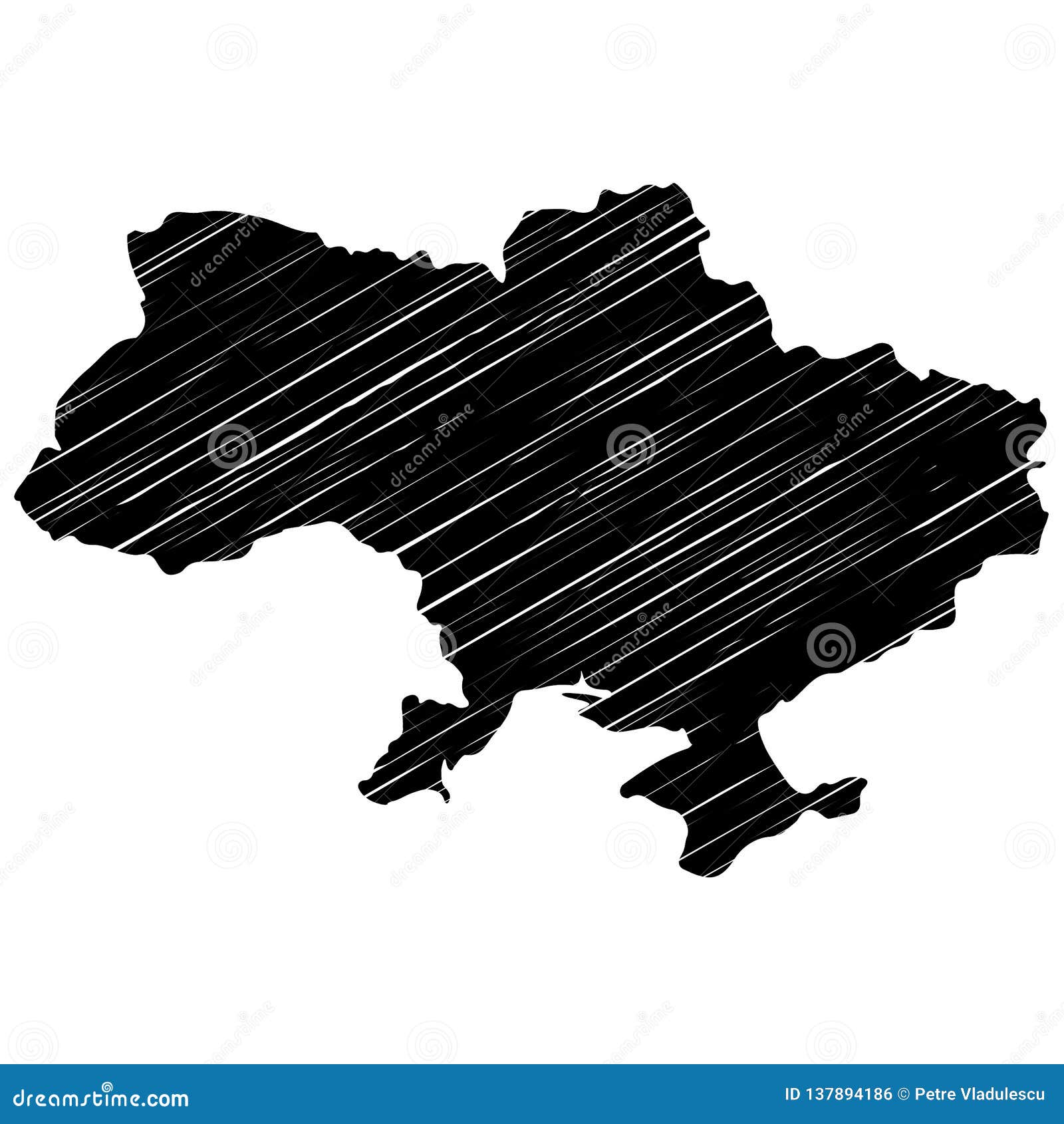 Stylized Map of Ukraine with White Hatchings Stock Vector ...