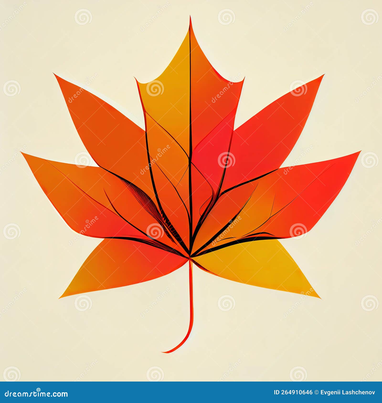 Stylized Maple Leaf on Isolated Background. Digital Illustration Based ...