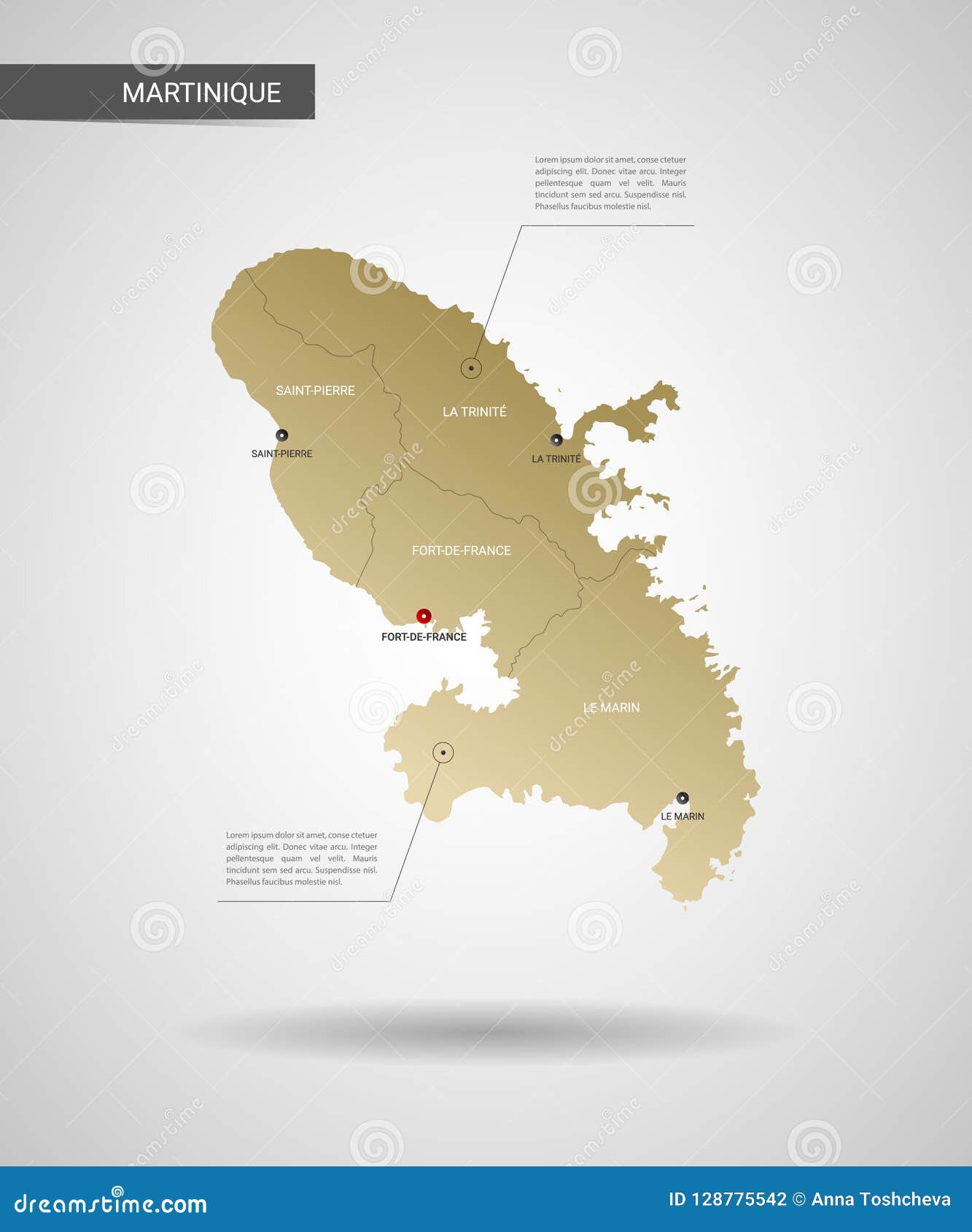 Map Of Martinique, Gold Map On Black Background Royalty-Free Stock ...