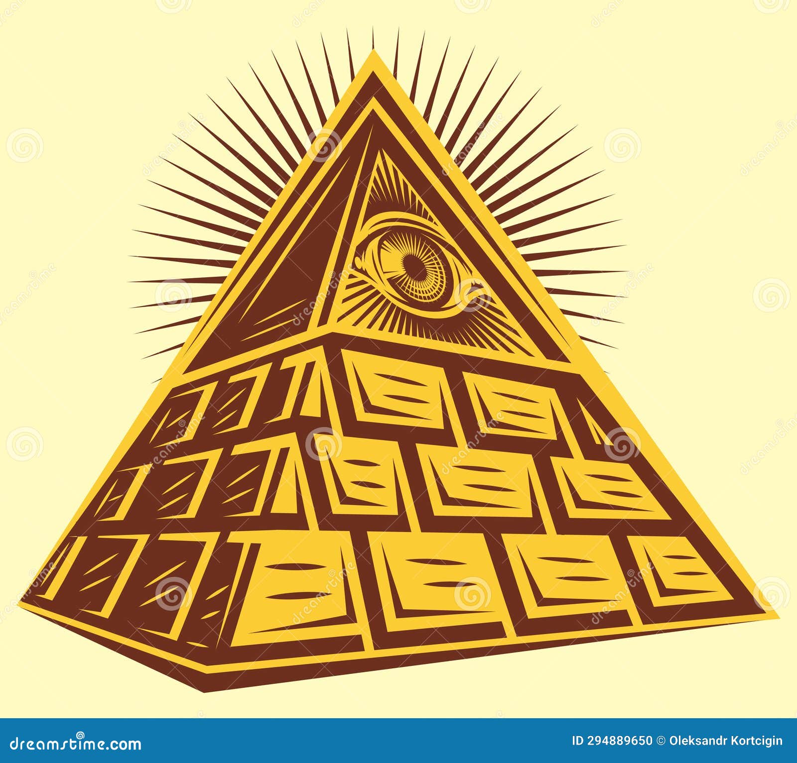 Stylized Masonic Pyramid with an Eye on a Pale Yellow Background ...