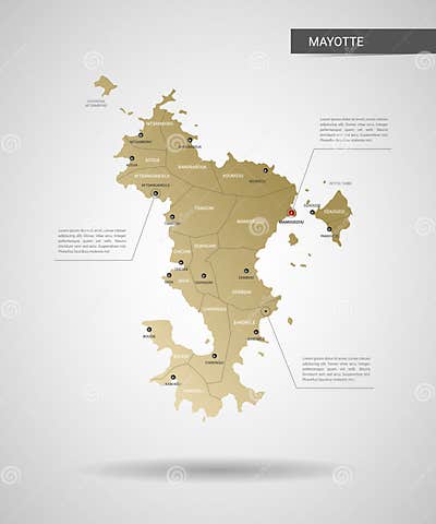 Stylized Mayotte Map Vector Illustration. Stock Vector - Illustration ...