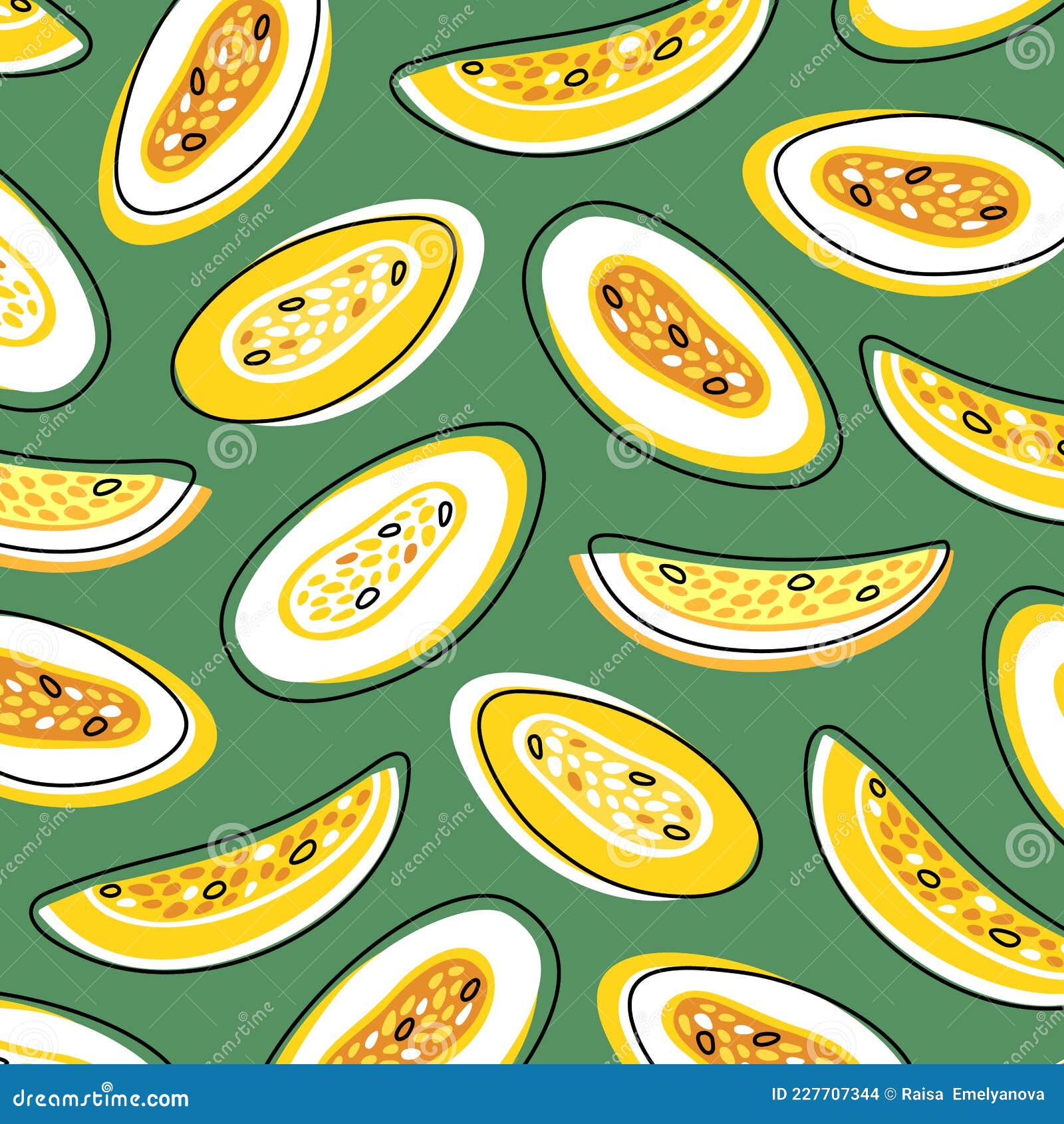 Stylized Melons. Juicy Summer Pattern. Stock Vector - Illustration of ...