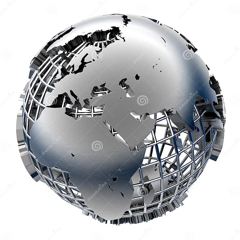 Stylized Metal Model of the Earth Stock Illustration - Illustration of ...
