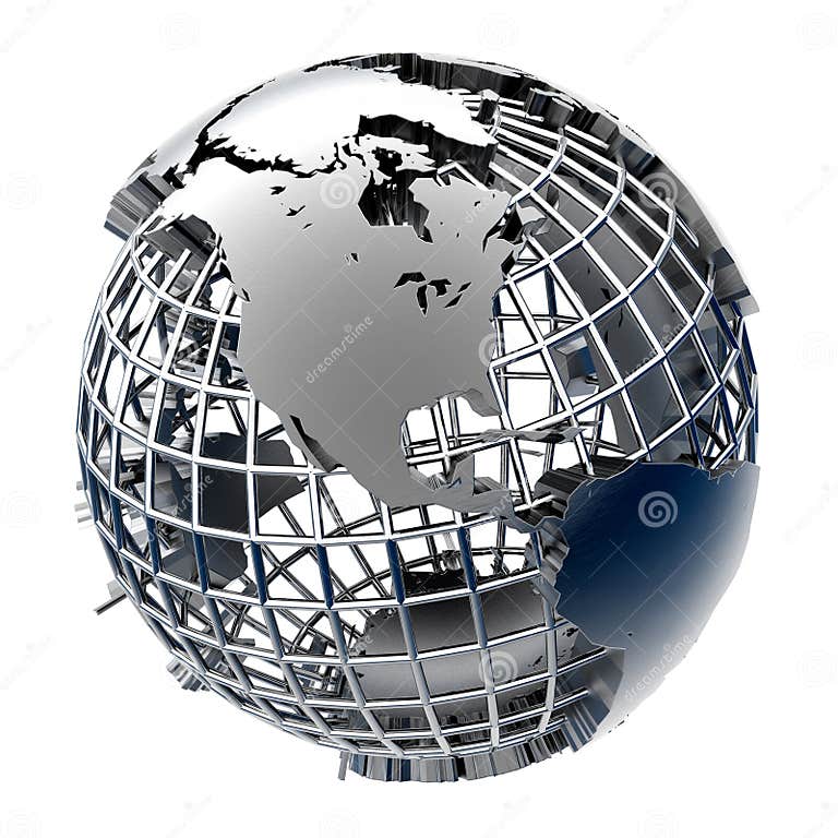 Stylized Metal Model of the Earth Stock Illustration - Illustration of ...