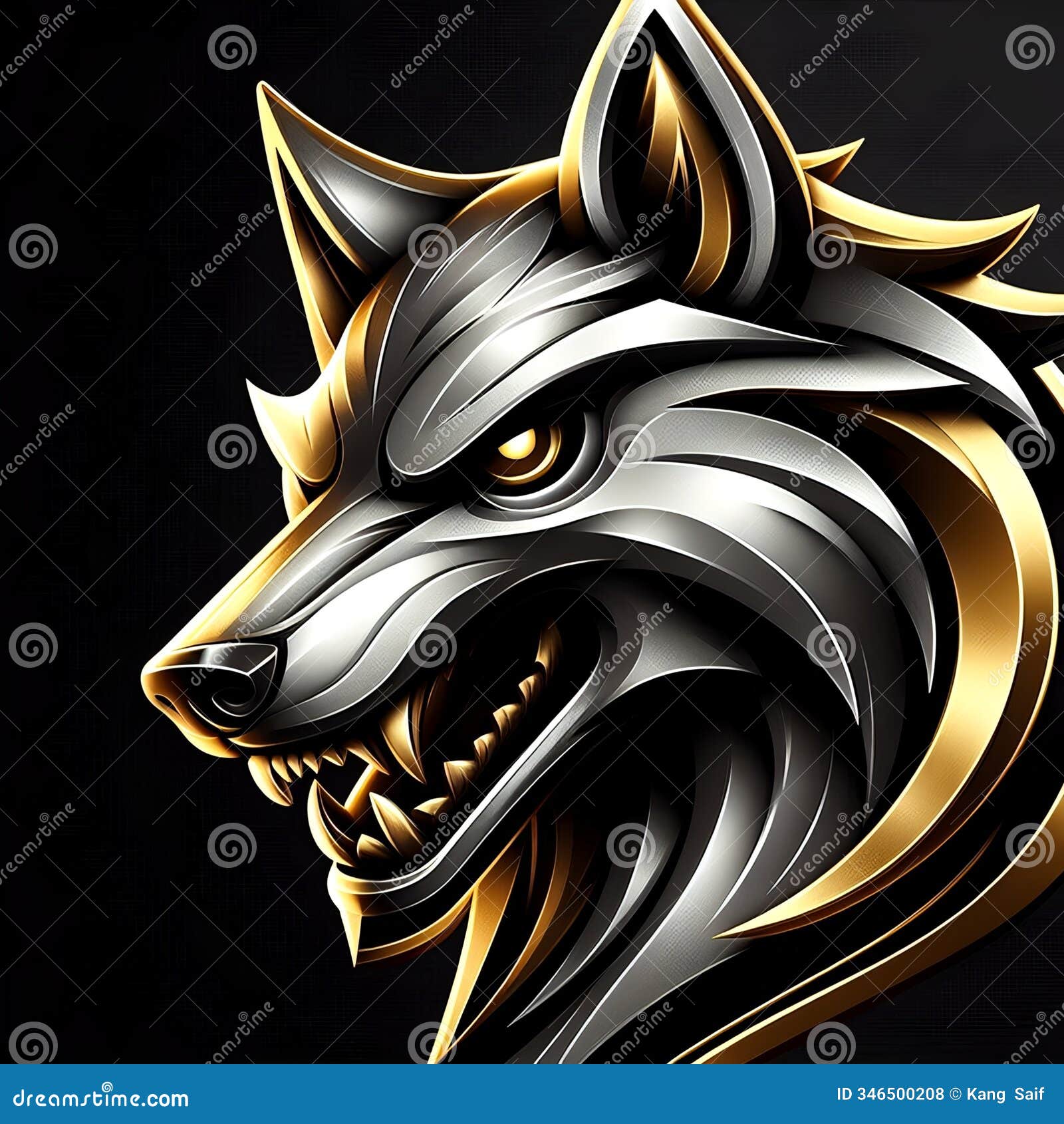Golden Wolf s Fury stock illustration. Illustration of fury - 346500208