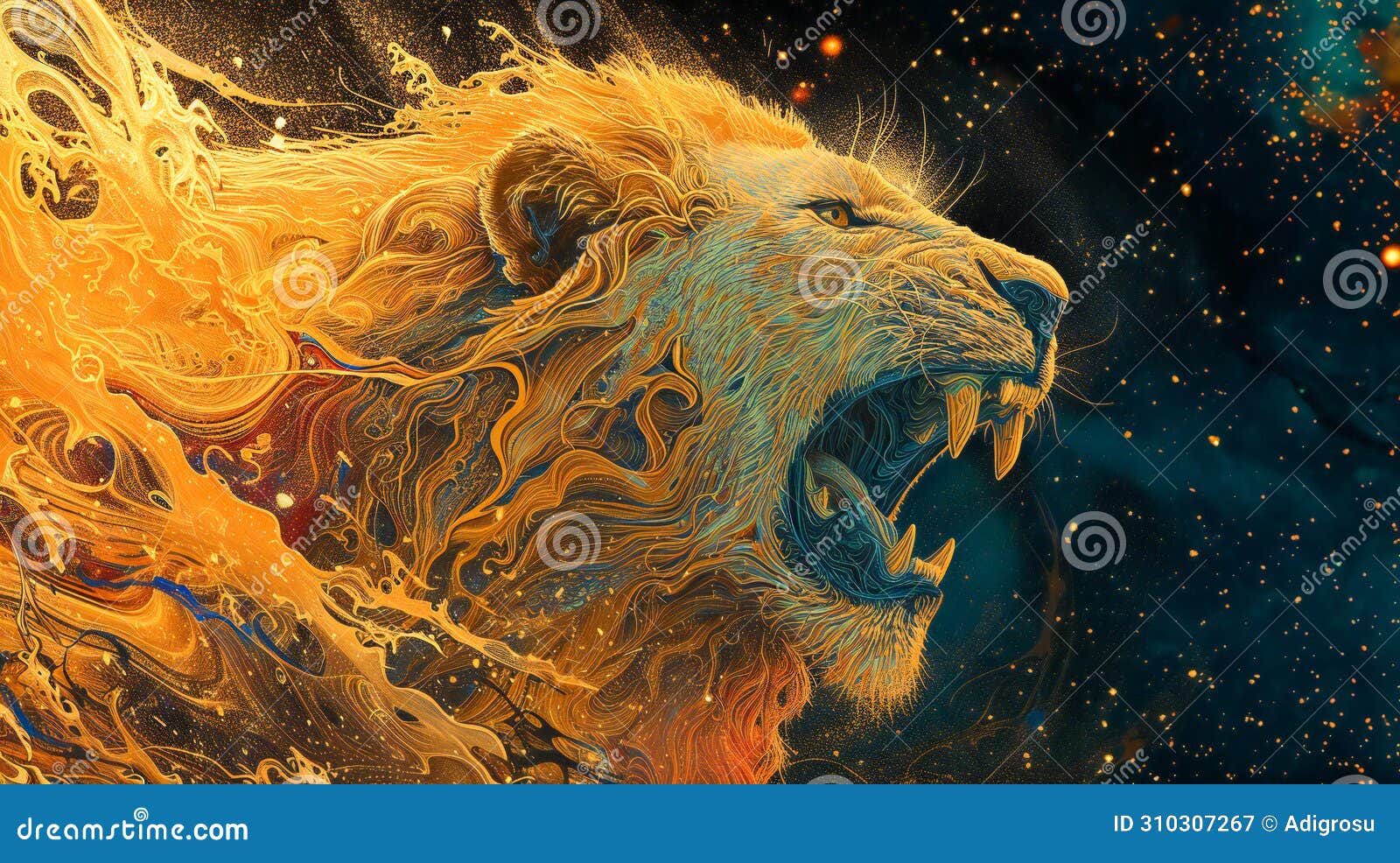 A Stylized Mighty Fantasy Lion Head Royalty-Free Stock Photography ...